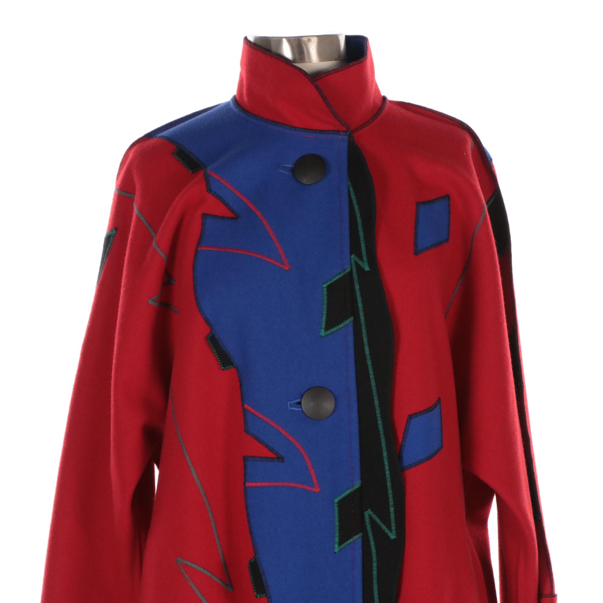 Gloriah Walsh Multicolor Wool Felt Coat and Embellished Tie-Dye Caftan ...