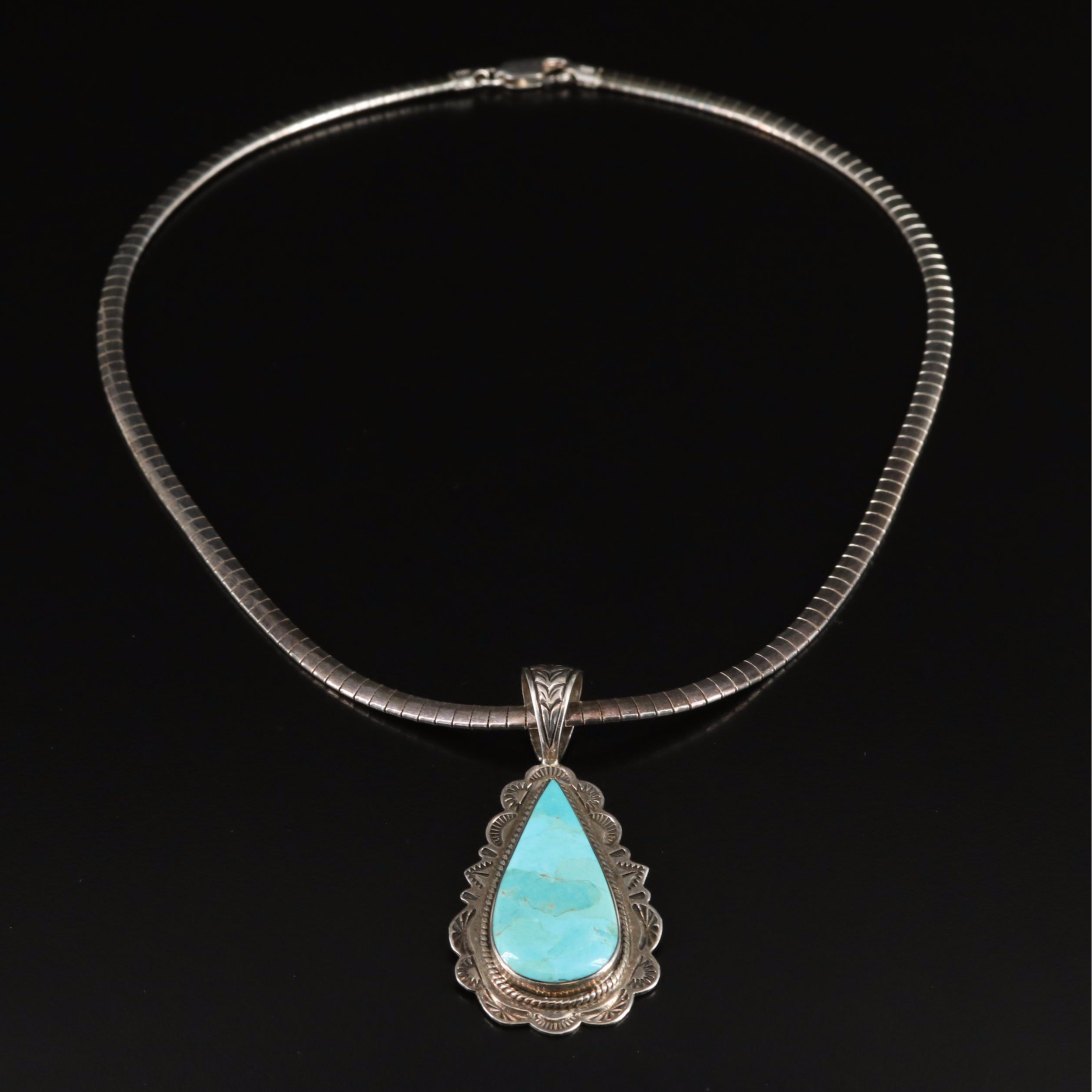 Sterling Turquoise Enhancer Pendant Necklace | EBTH