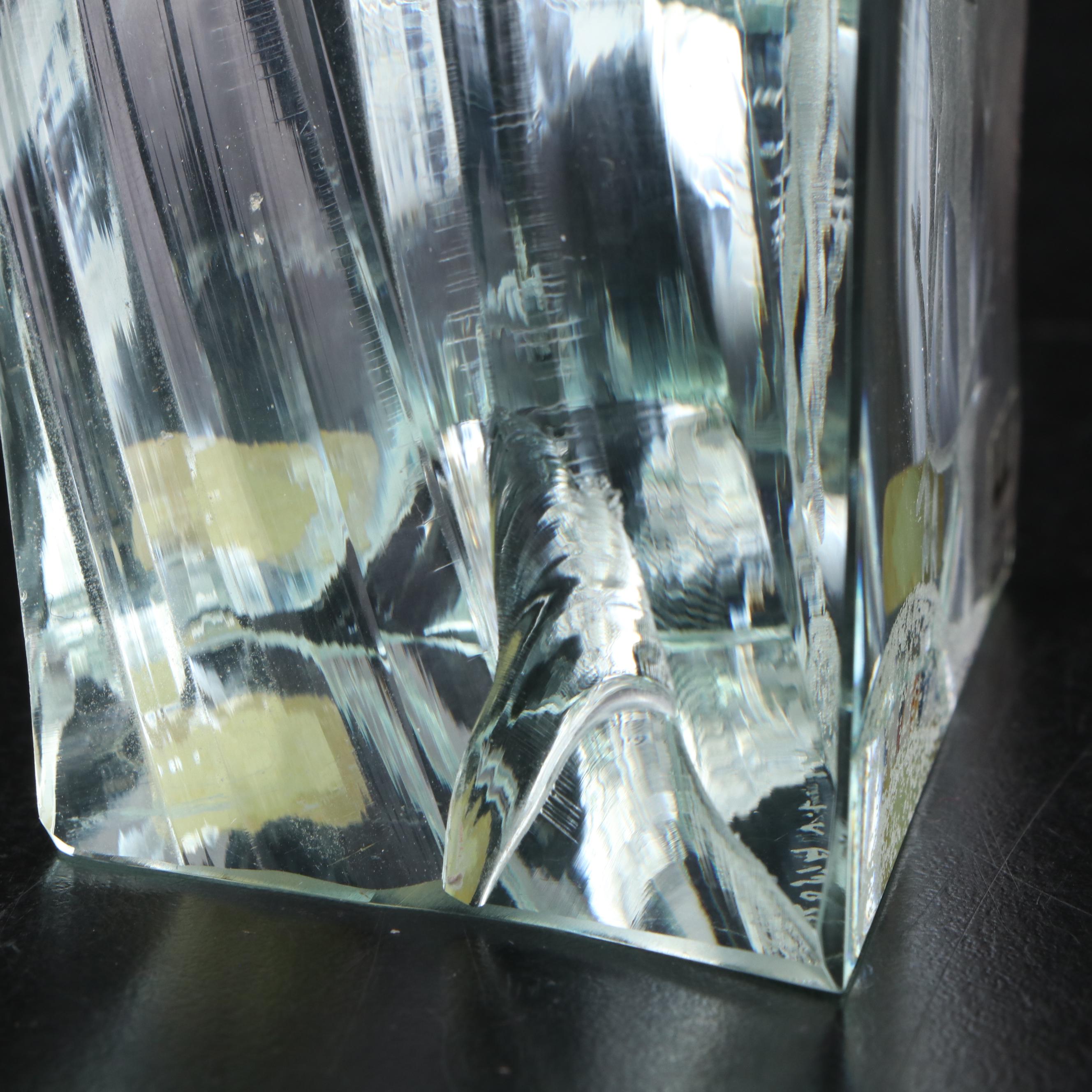Vicke Lindstrand for Kosta Etched Art Glass Block Sculpture ...