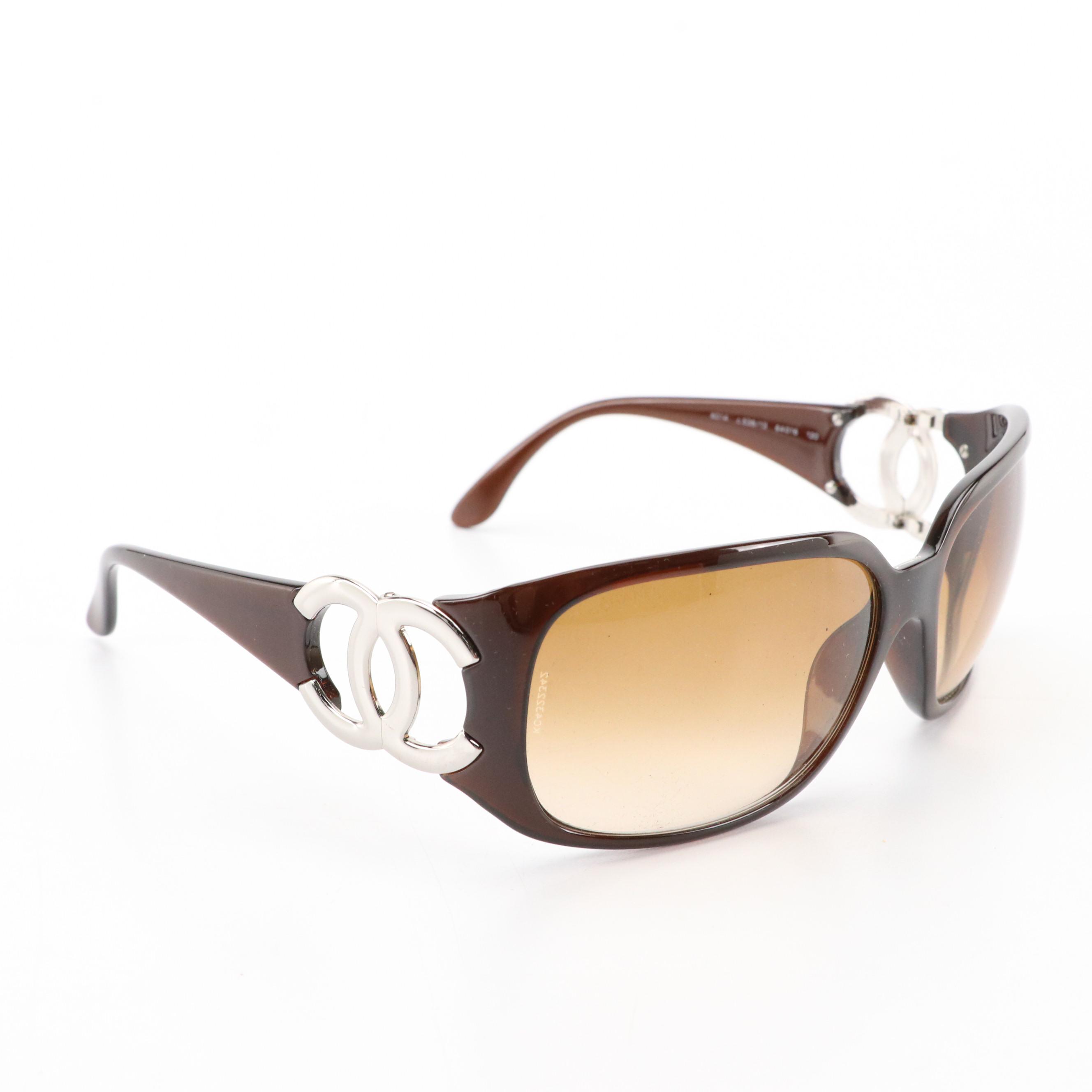 Chanel 6014 538/13 Brown Frame CC Logo Sunglasses with Case | EBTH