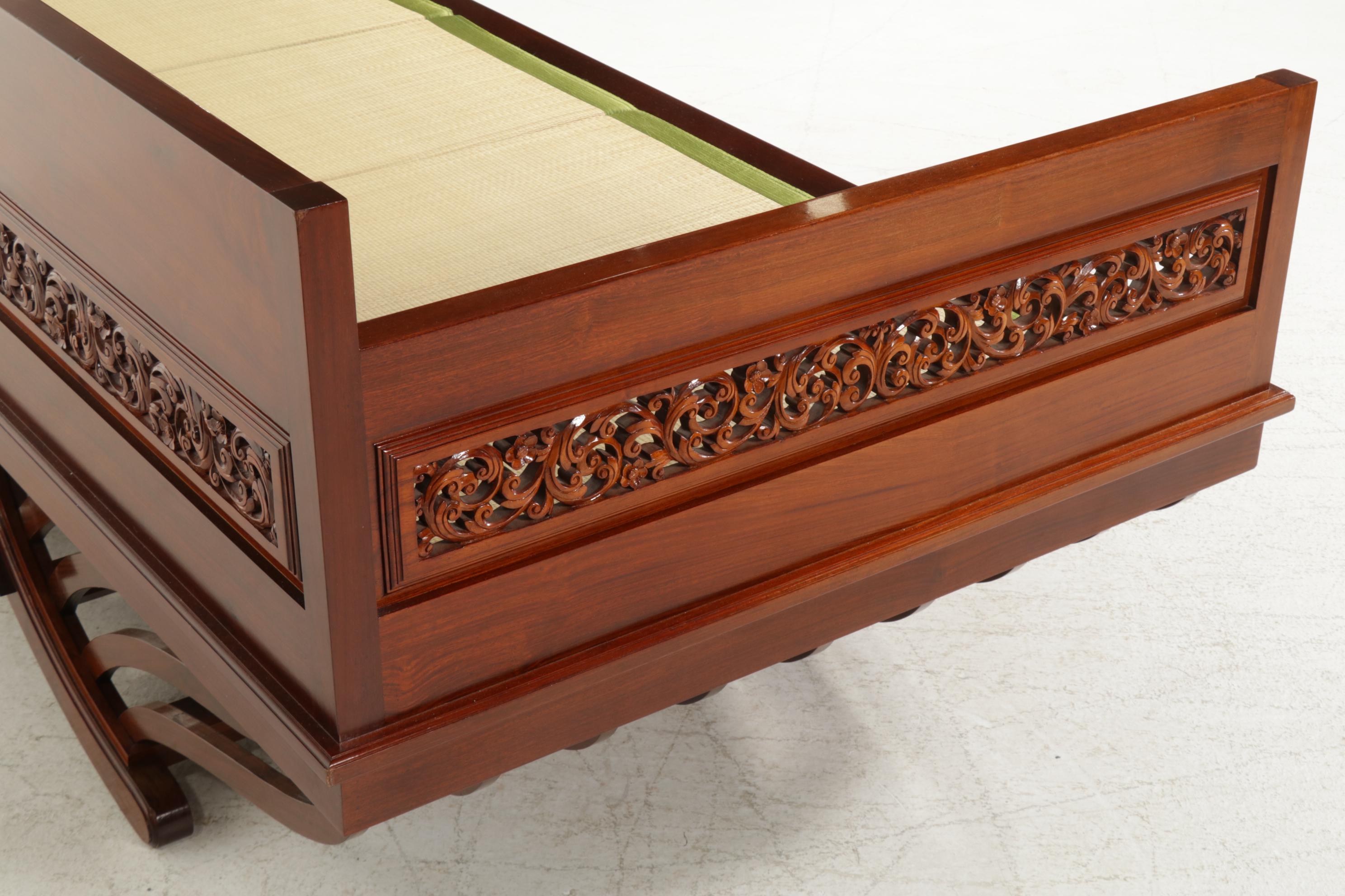 Thai Custom-Made Rosewood and Carved Teak Daybed | EBTH