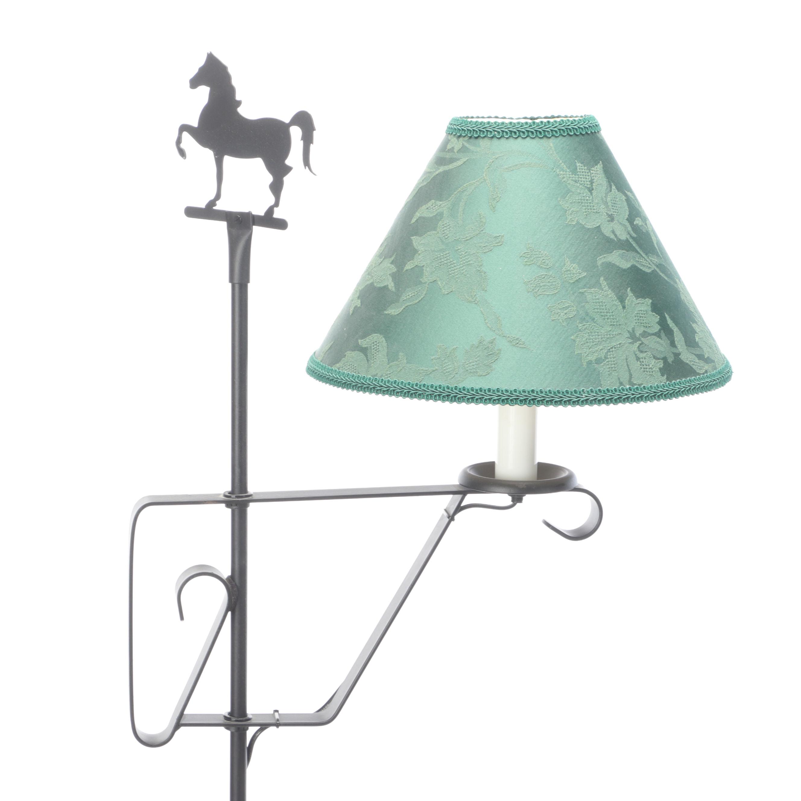 Wrought Iron Colonial Style Floor Lamp w/. Saddlebred Horse Cutout ...