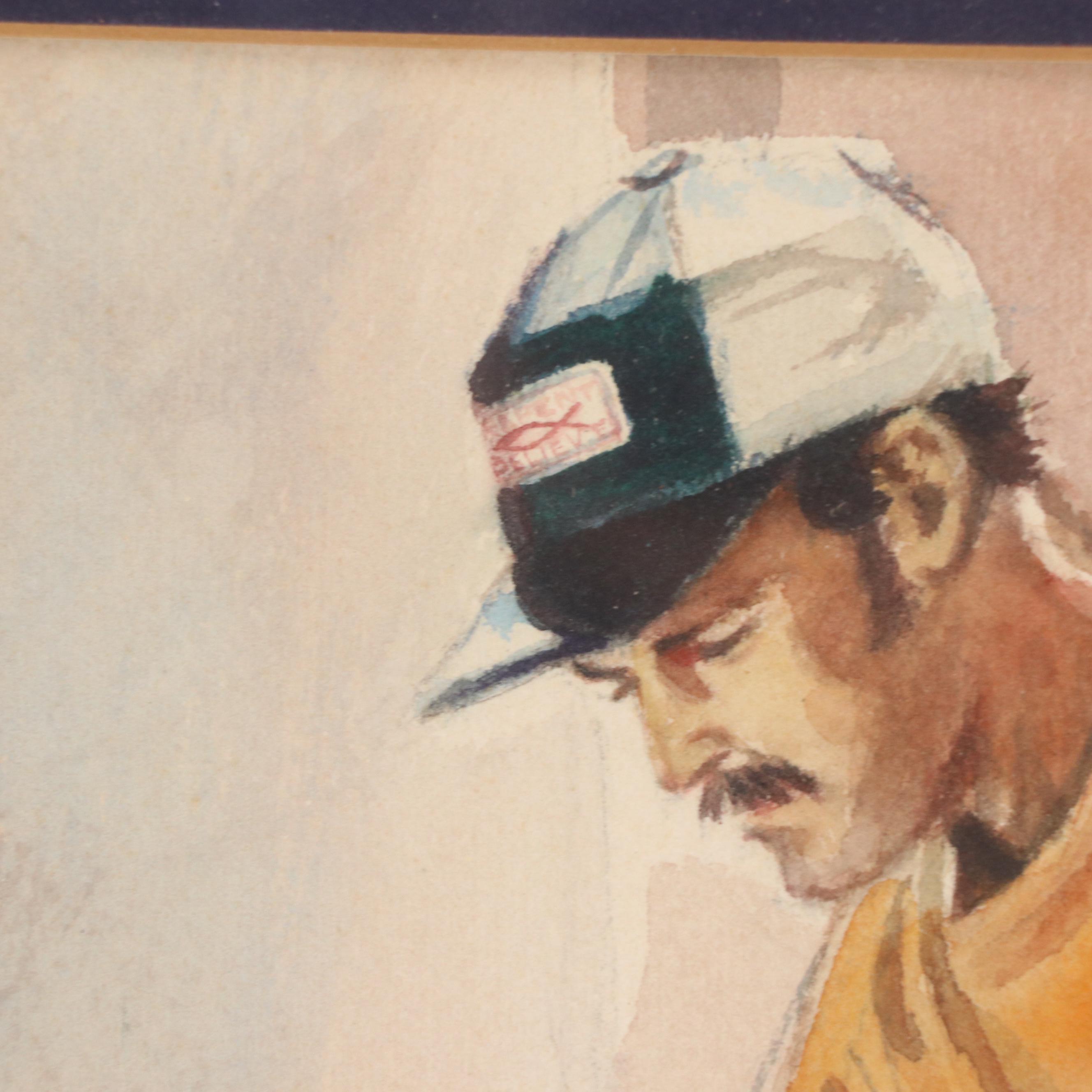 Steve Glaze Watercolor Painting of "Shoe Shine Boy," 1980 | EBTH