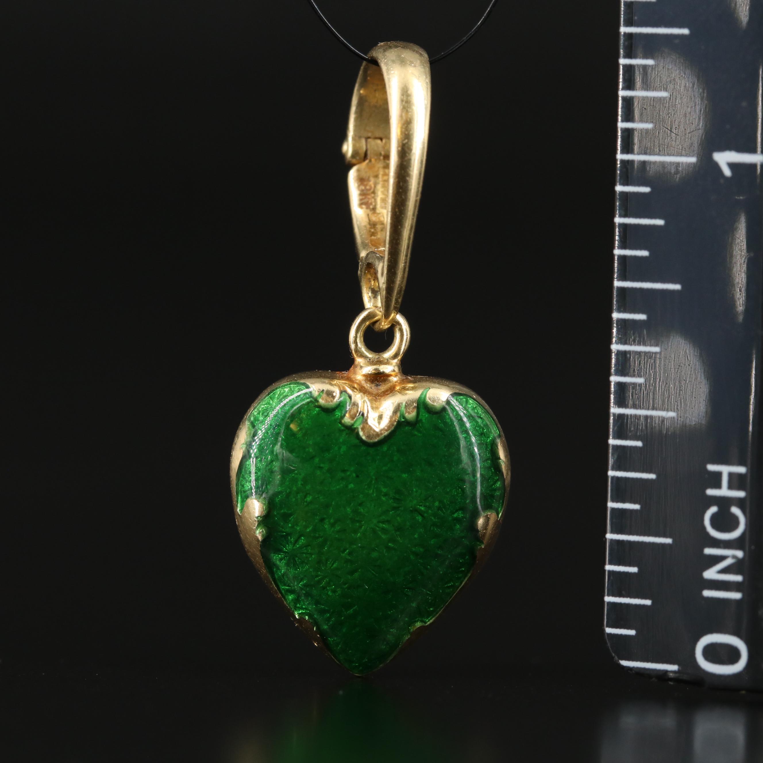 18K Enamel Heart Enhancer Pendant | EBTH