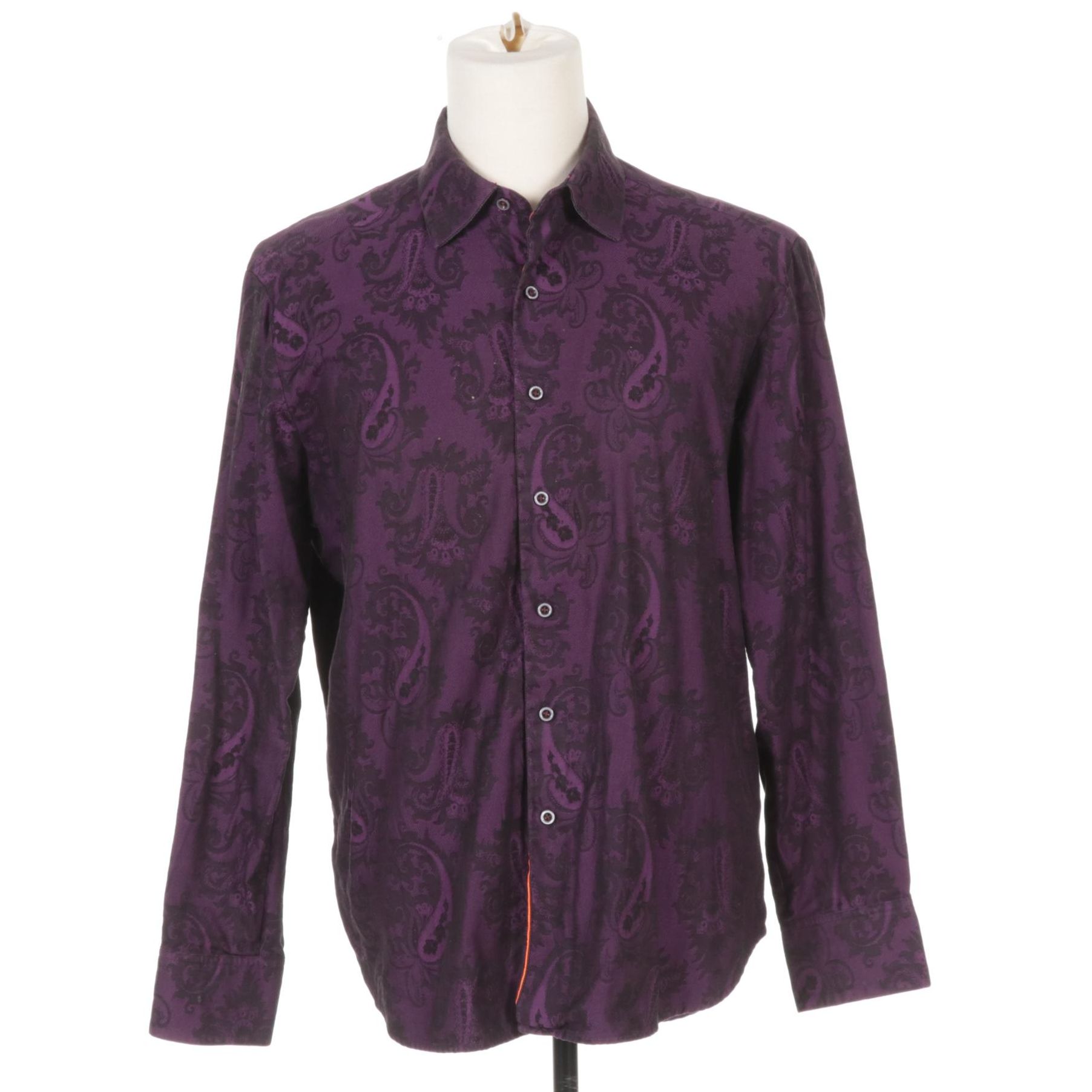 Robert Graham Deep Purple Paisley Long Sleeve Button Down With Orange ...