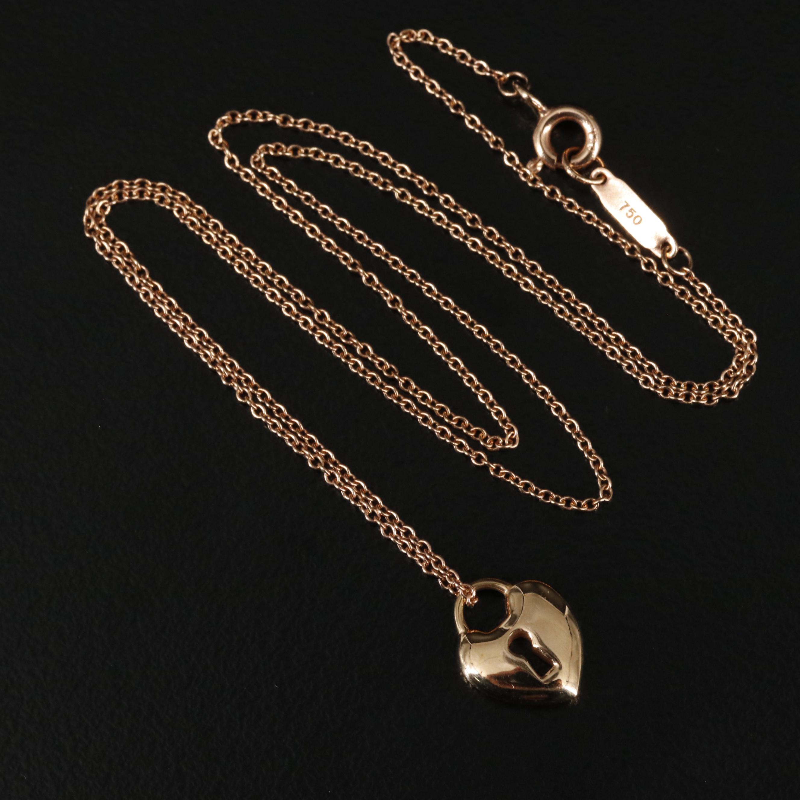 Tiffany & Co. 18K Heart Lock Pendant Necklace | EBTH
