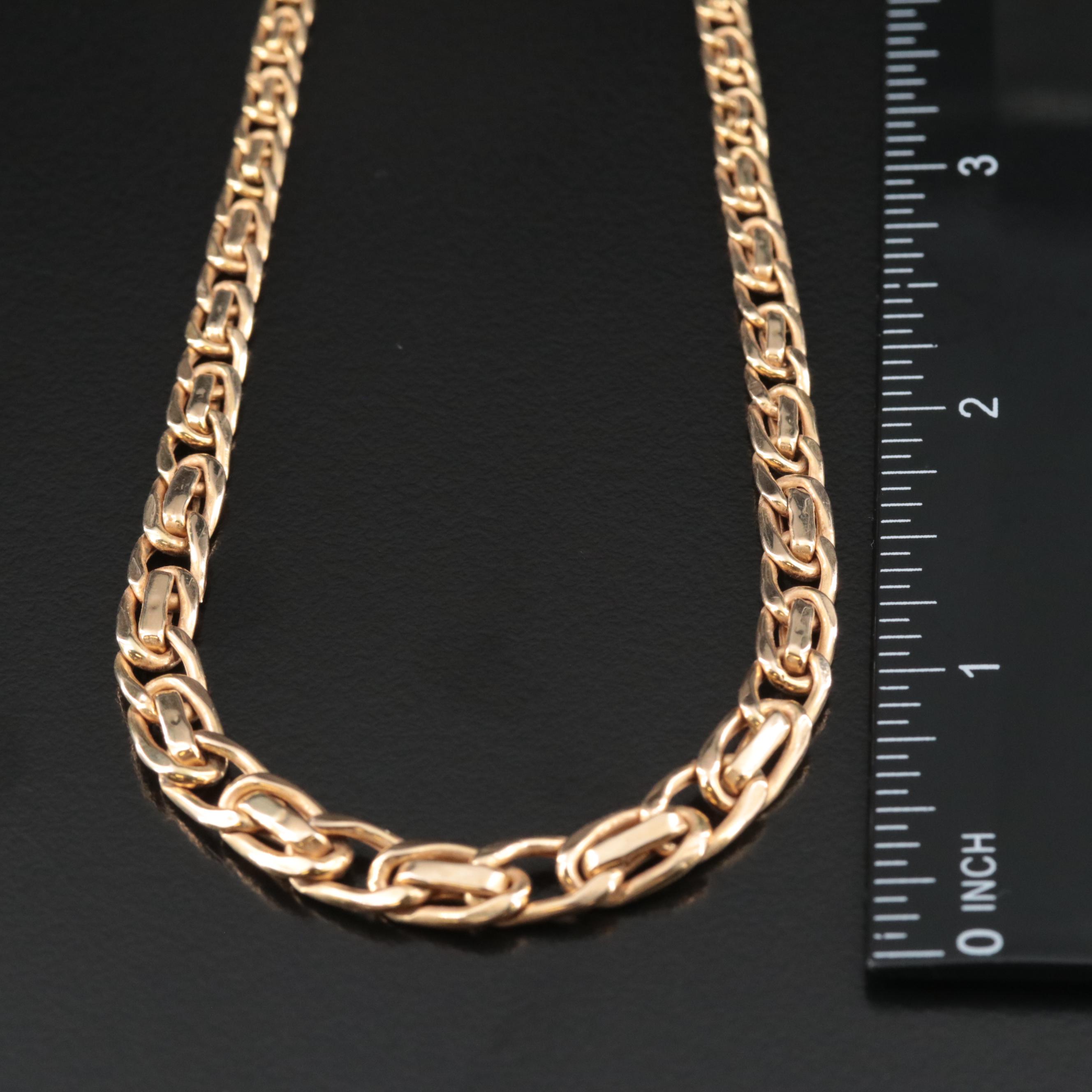 Italian 14K Graduated Fancy Link Necklace | EBTH