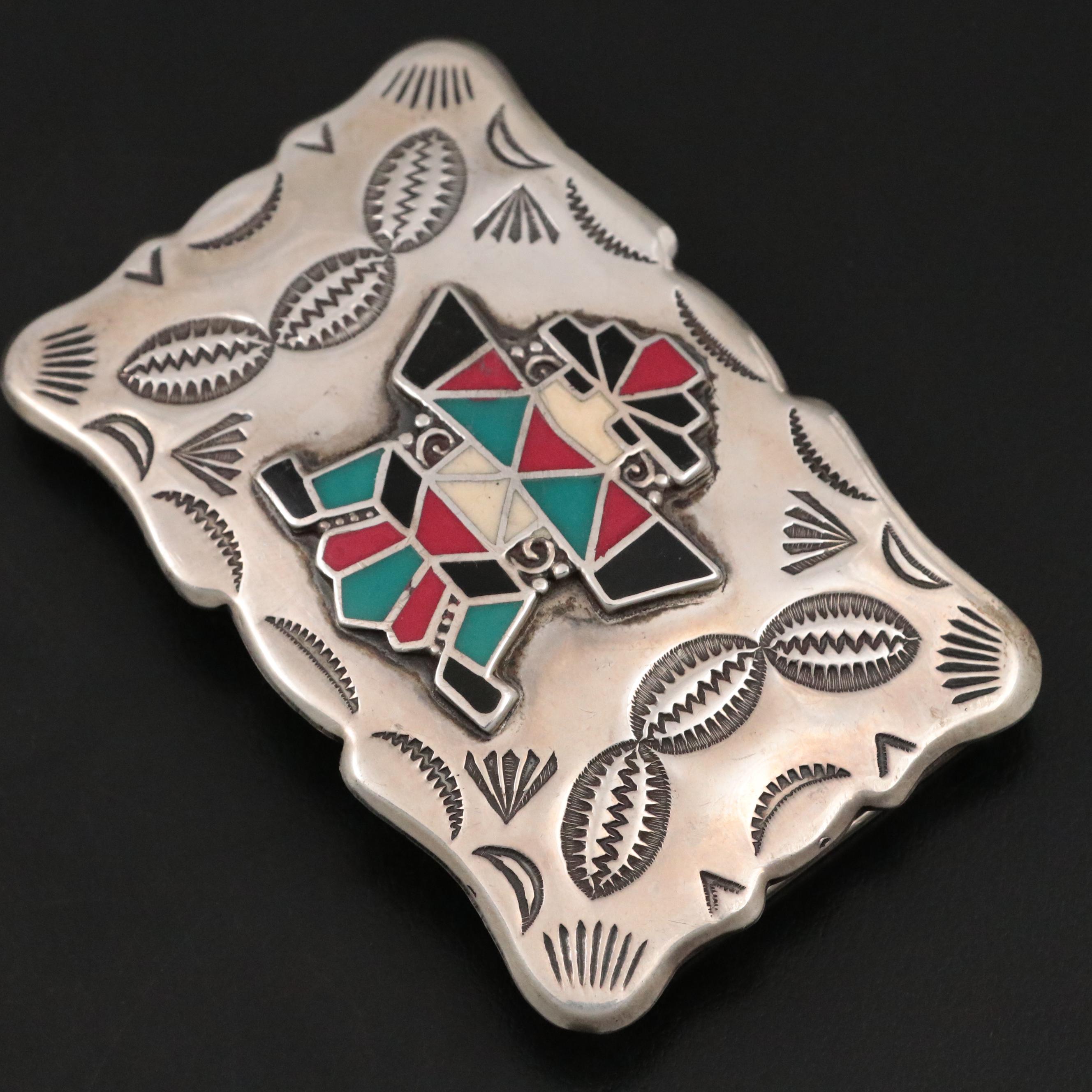 Frontier Sterling Silver and Resin Enamel Belt Buckle | EBTH