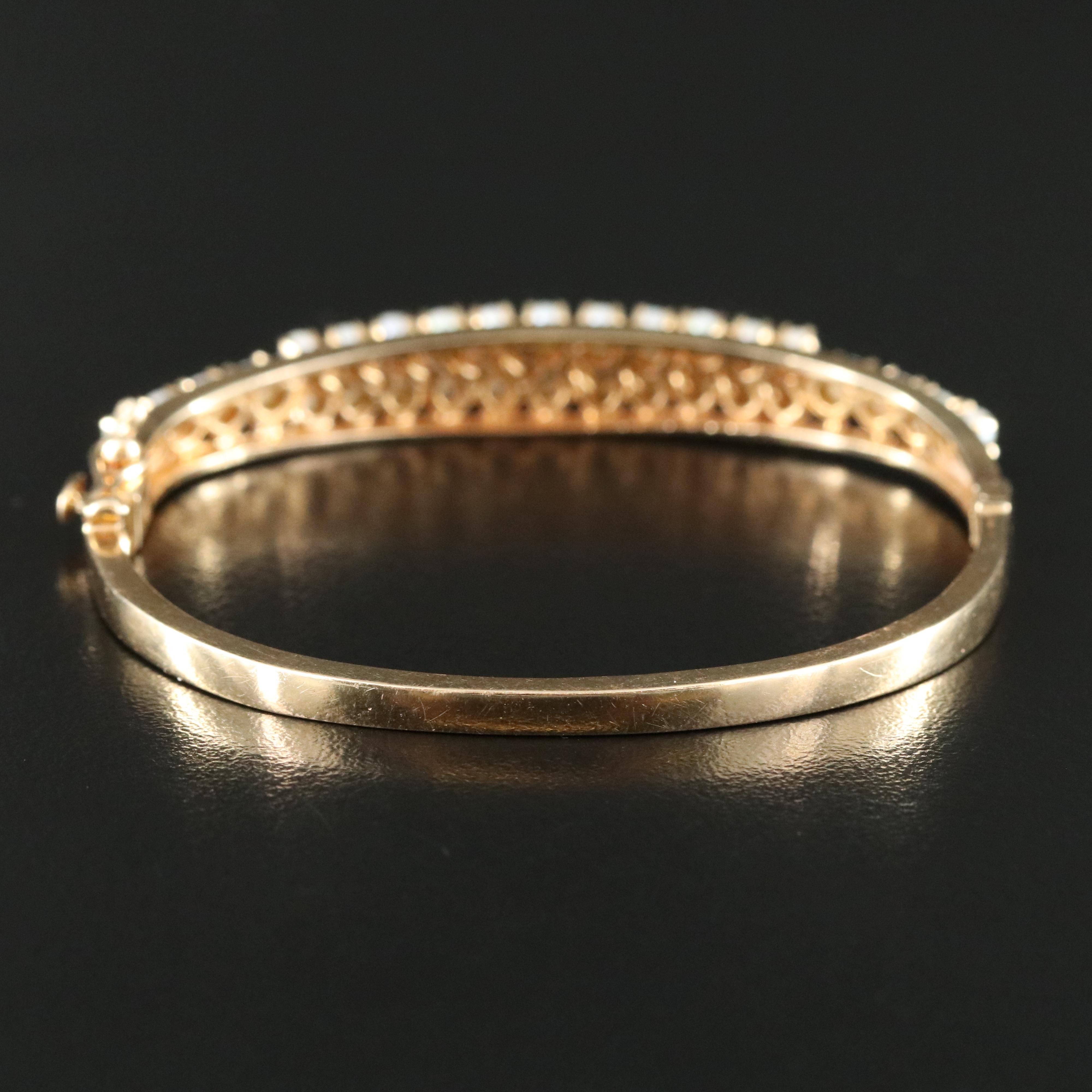 14K Seed Pearl and Ruby Hinged Bangle | EBTH