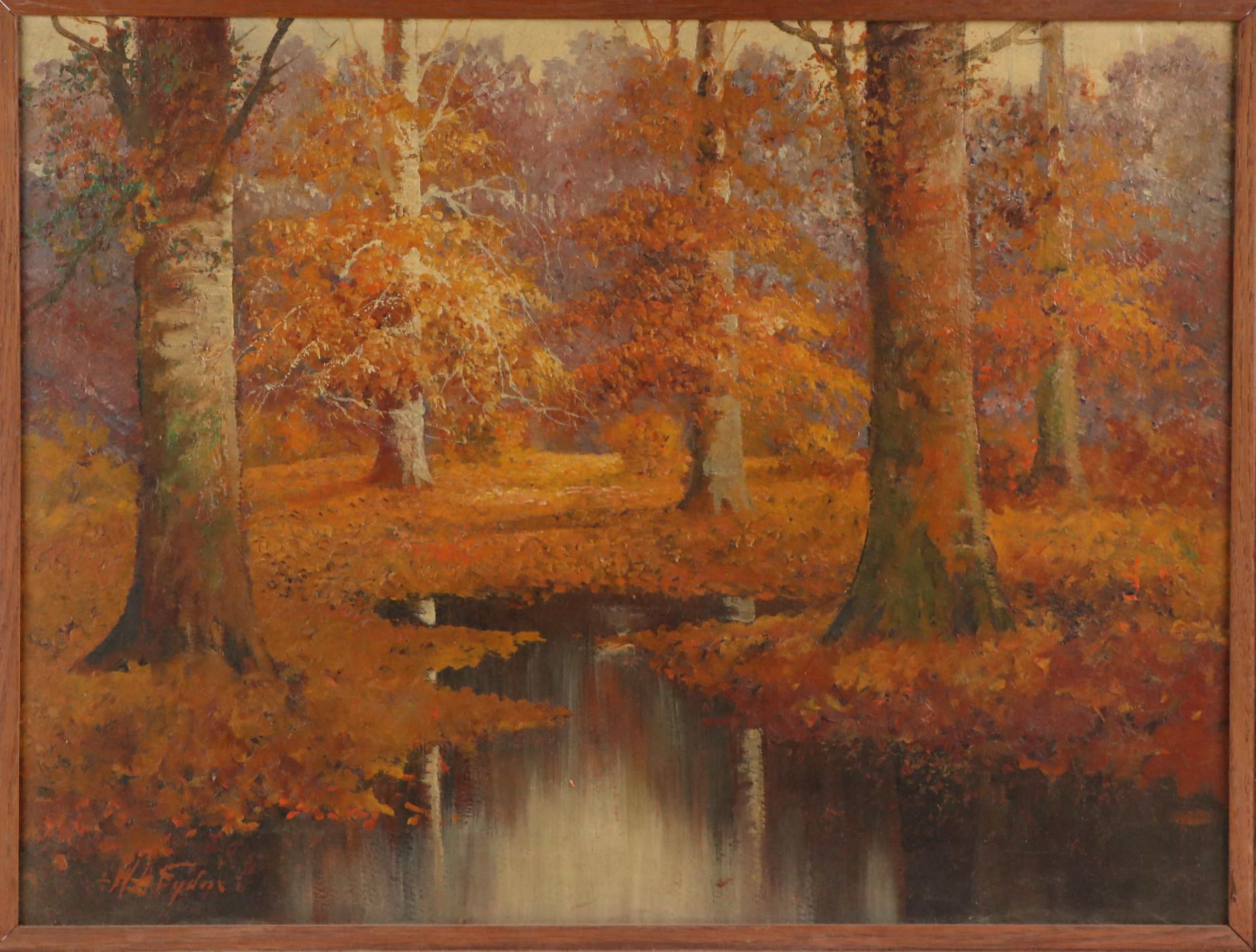 William Arnold Eyden, Jr., Woodland Interior Landscape Oil Painting ...
