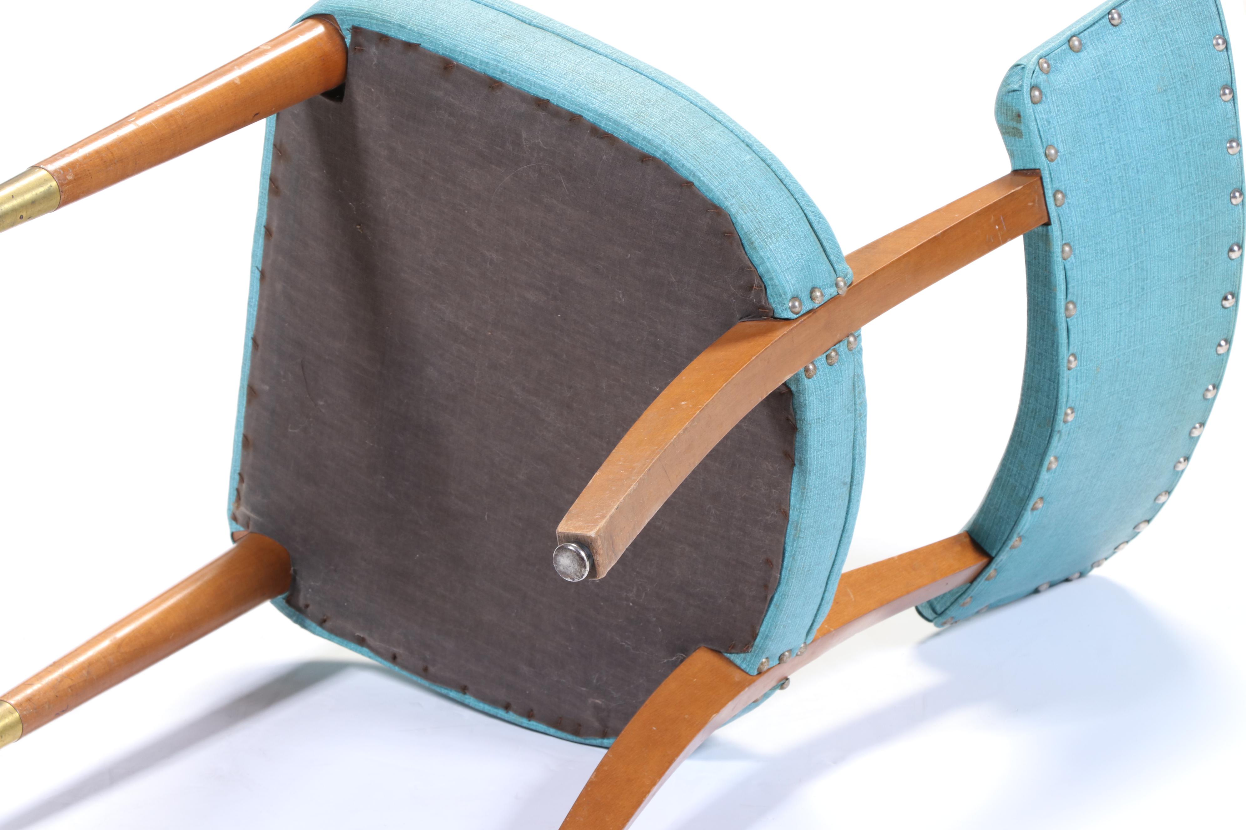 Mid Century Modern Turquoise Vinyl Upholstered Side Chair | EBTH