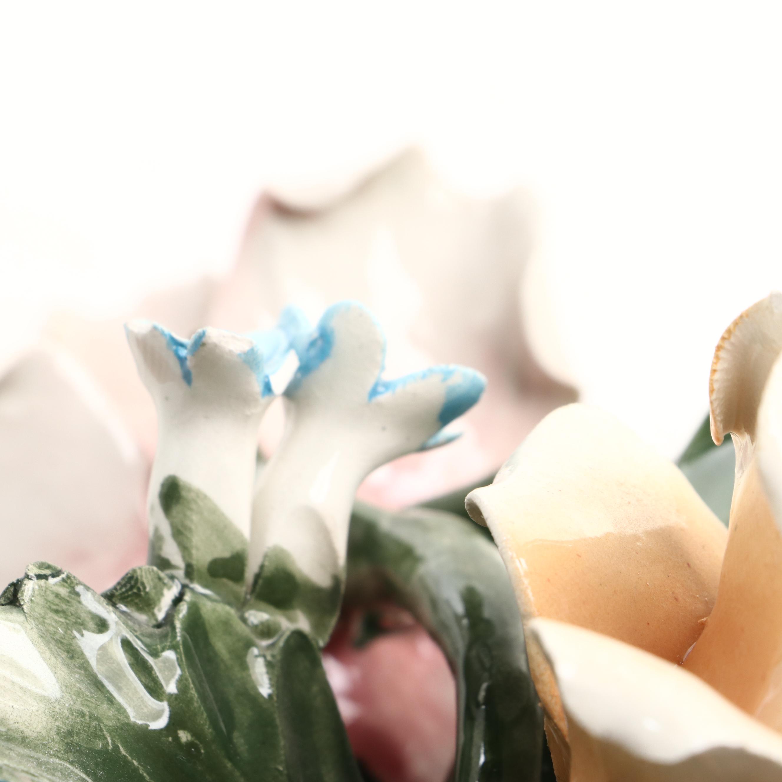 Italian Capodimonte Fullin Mollica Hand-Crafted Majolica Floral Candle ...