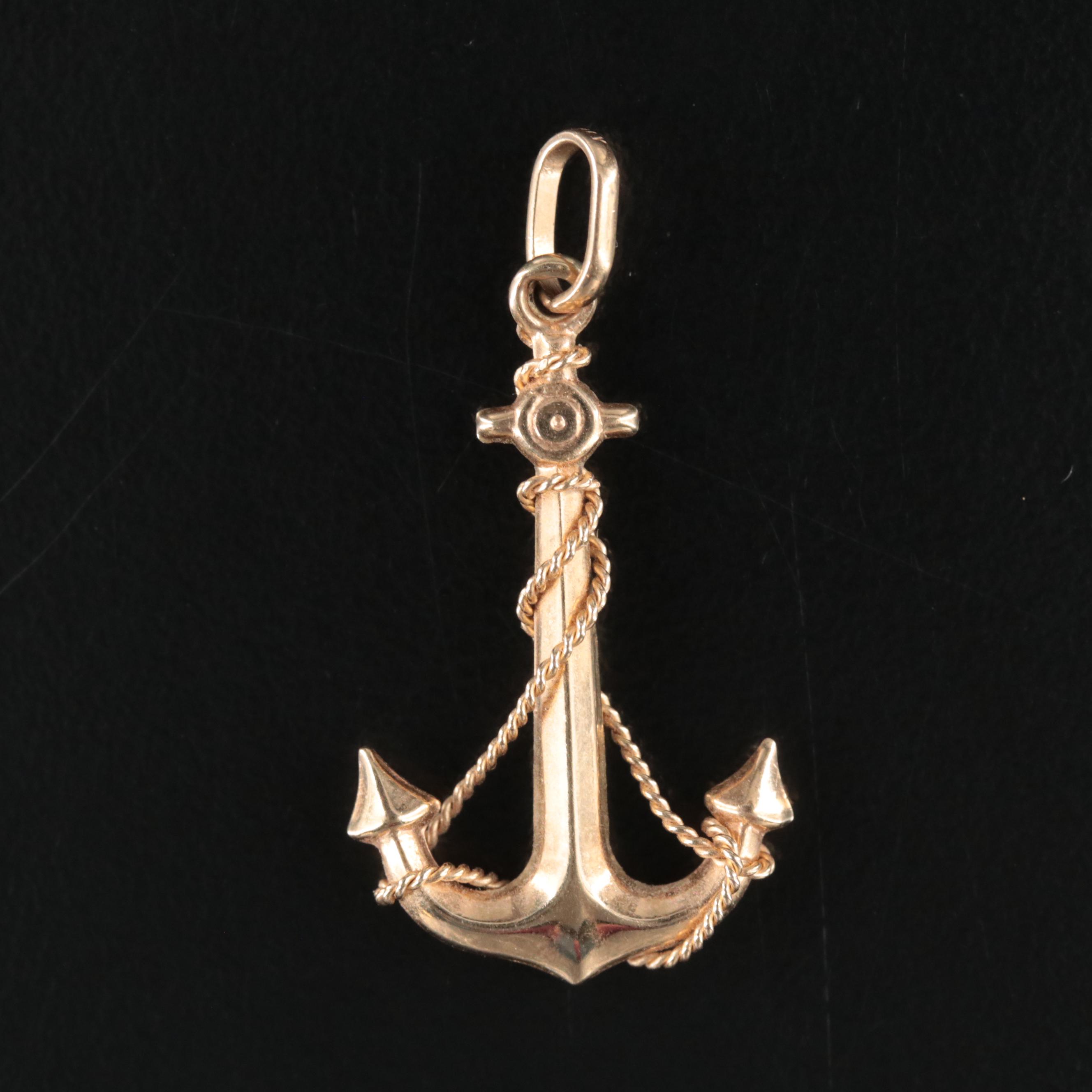 Italian 14K Anchor Pendant | EBTH