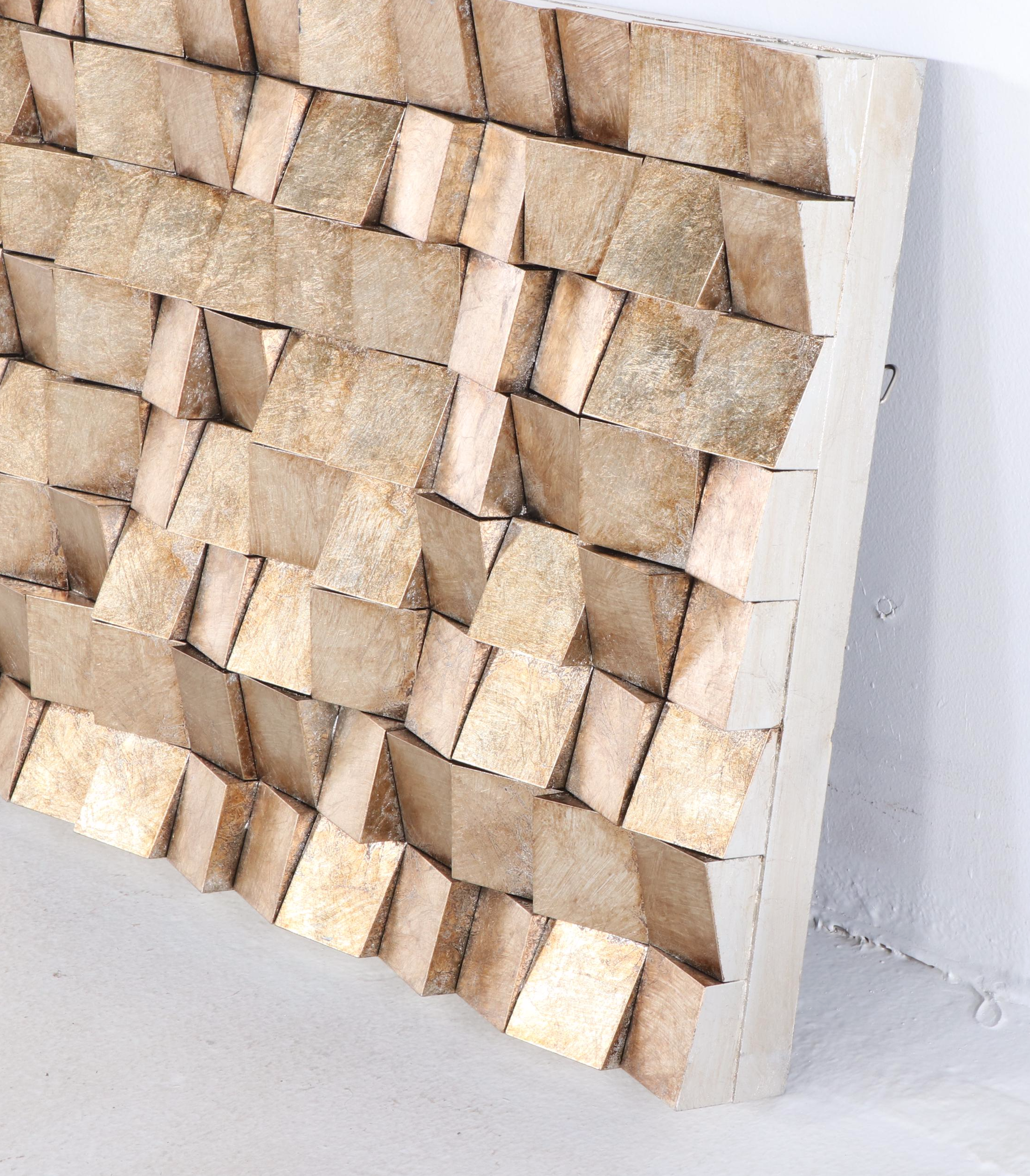 Empire Art Direct Contemporary Bronzed & Golden Metallic Angled Block ...