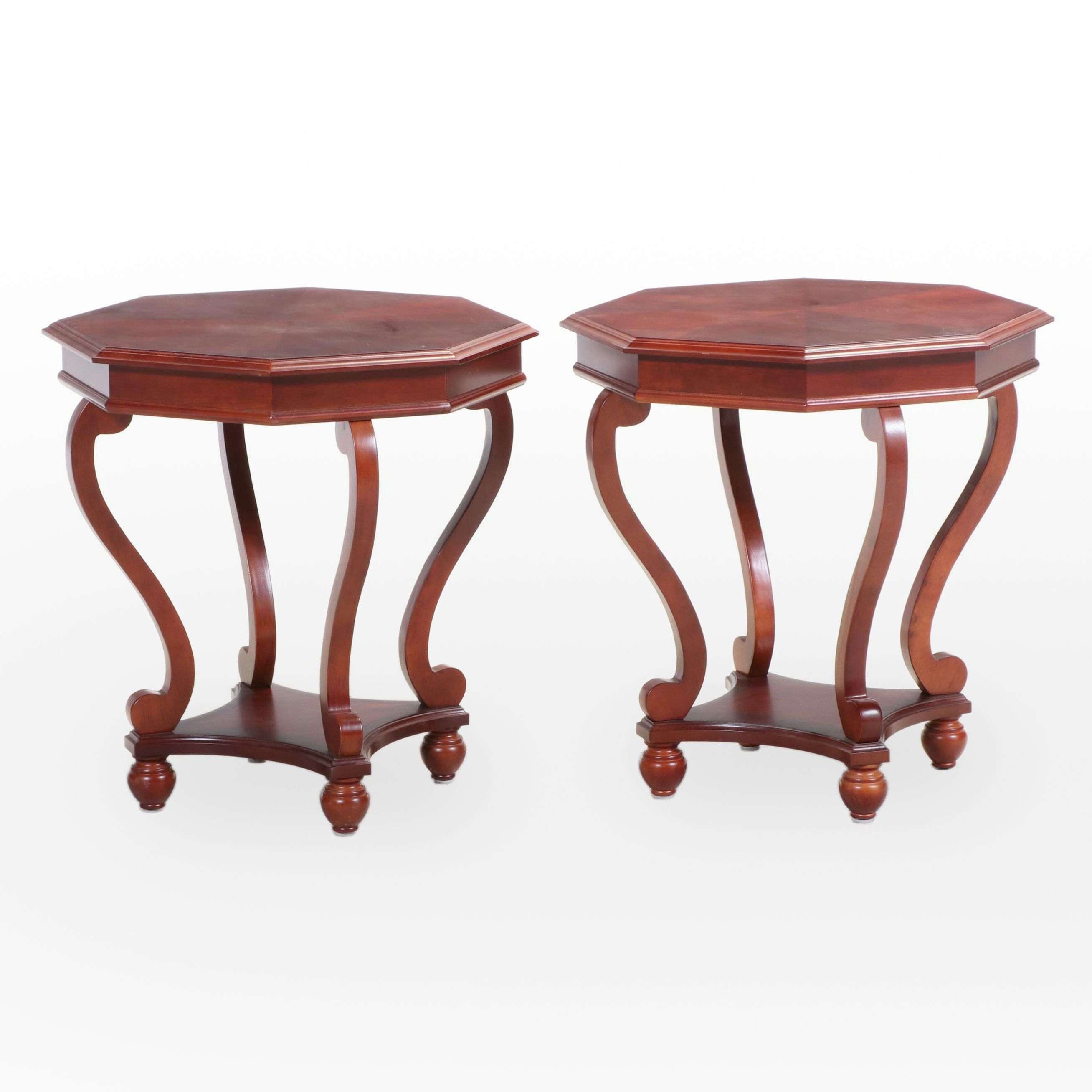 Pair of Bombay Company Classical Style Cherrywood-Stained Octagonal ...