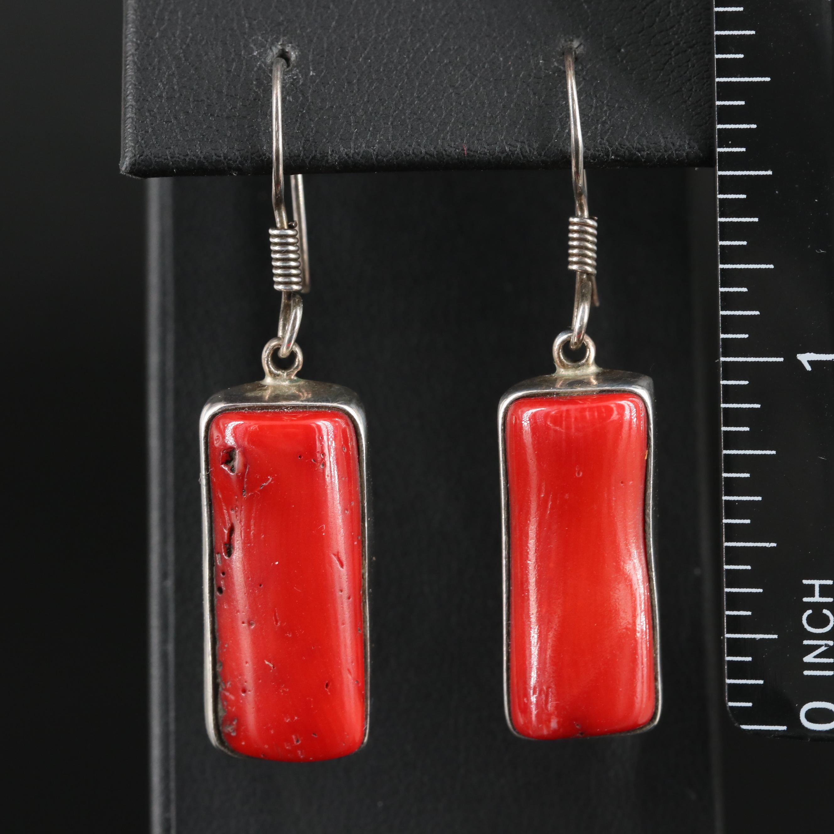 Sterling Coral Dangle Earrings | EBTH