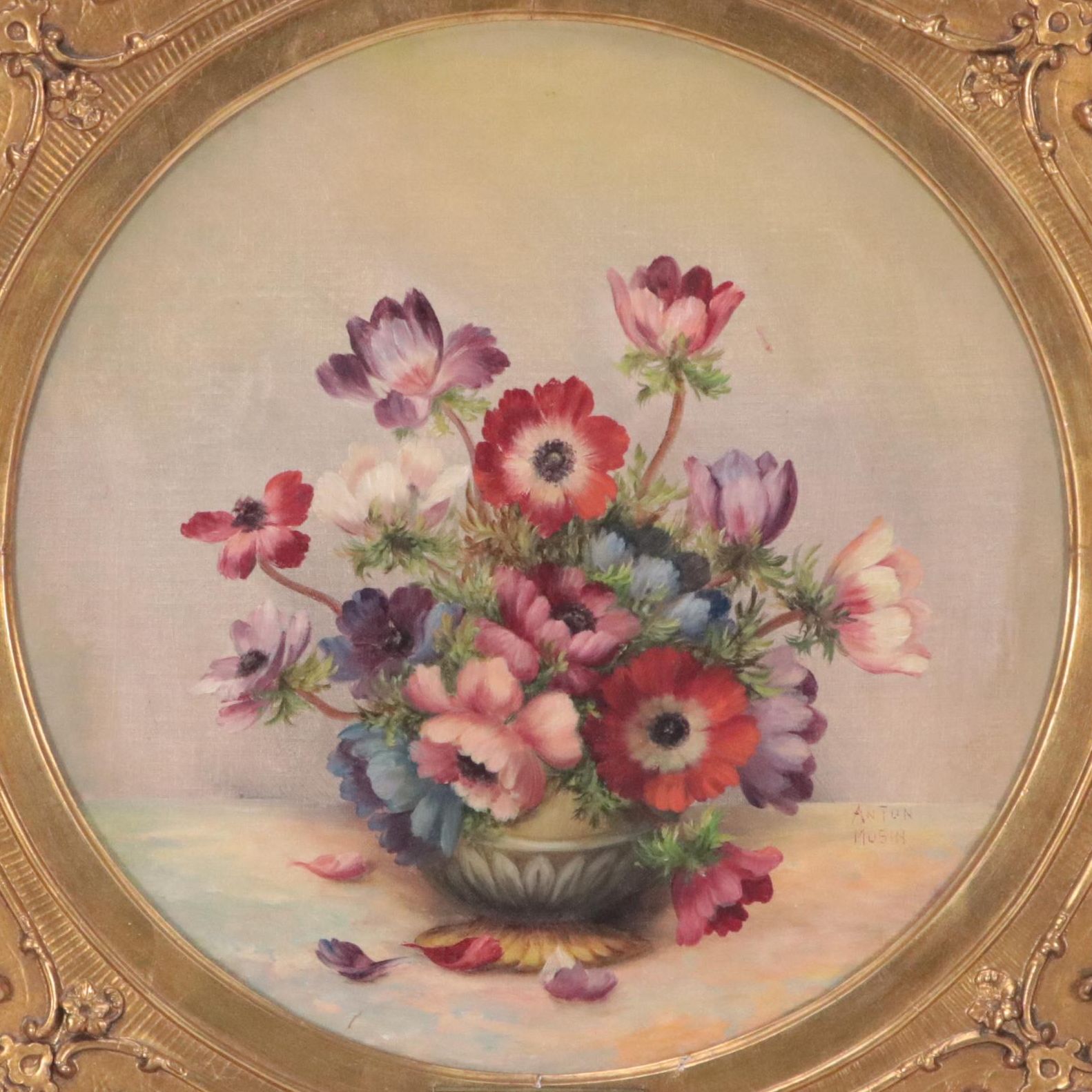 Anton Musin Oil Painting of Still Life with Anemones | EBTH