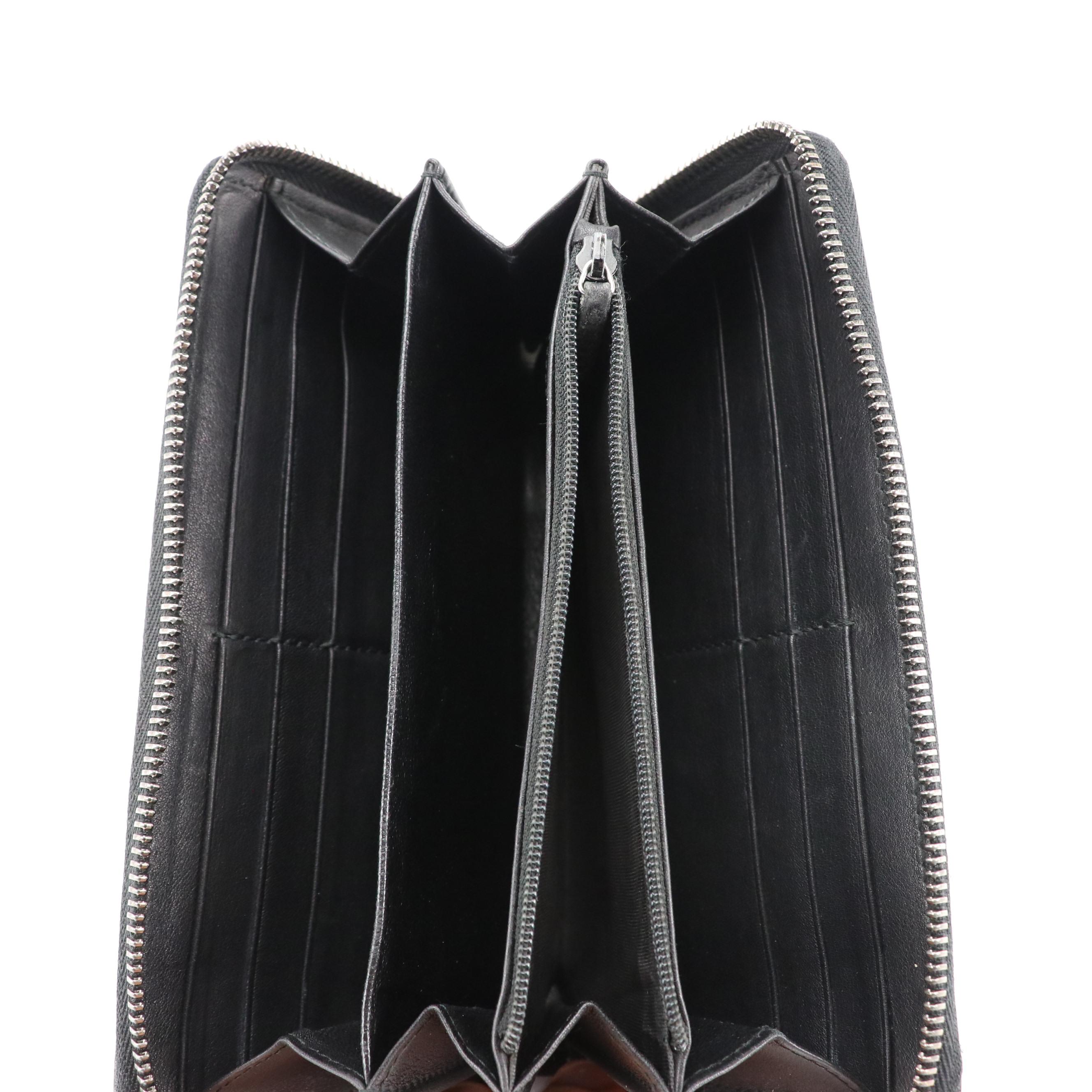 Gucci Zip Around Long Wallet in Black Guccissima Leather With Box | EBTH