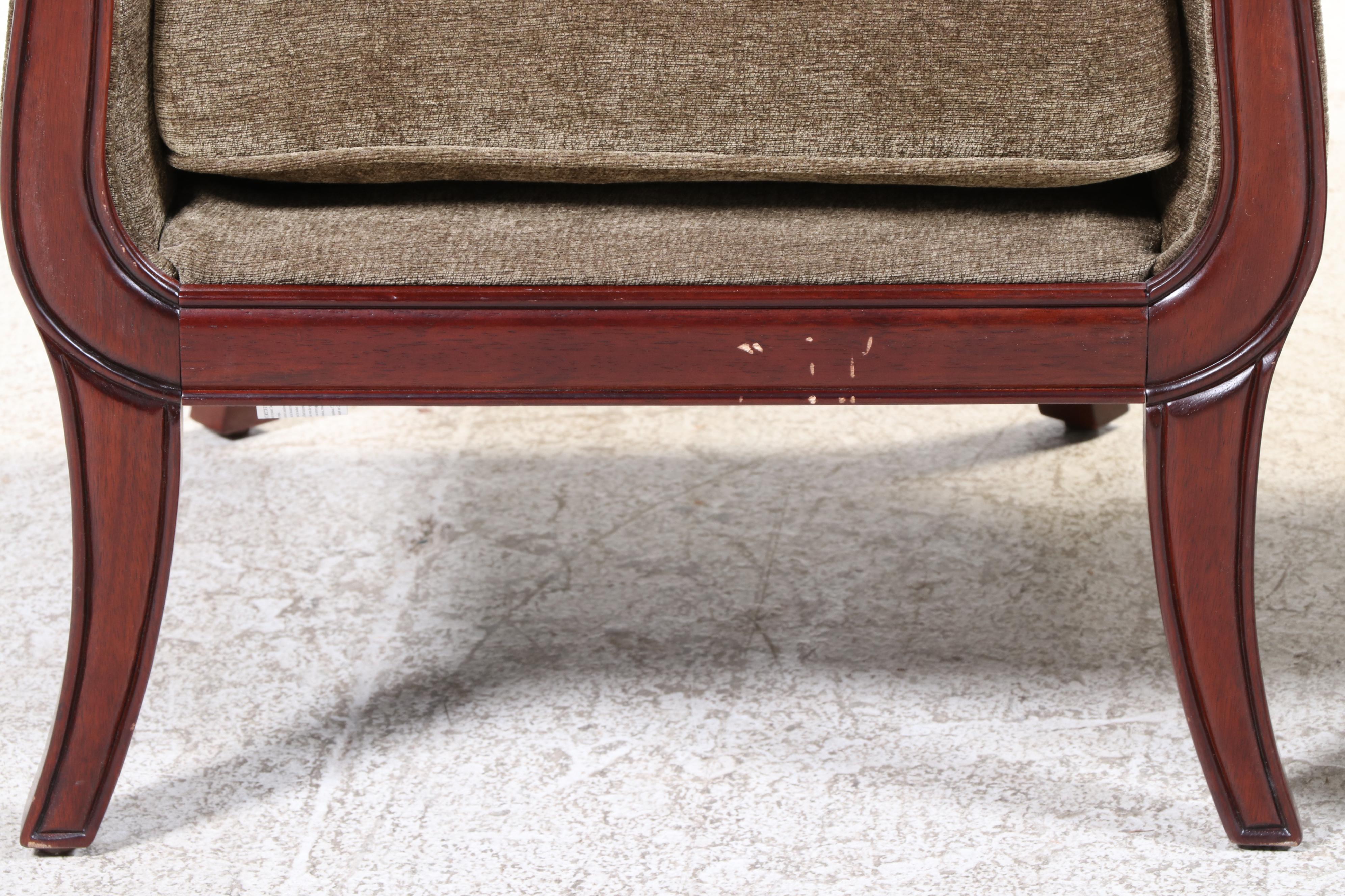 Pair of Bombay Company Classical Style Upholstered Armchairs Plus Side ...