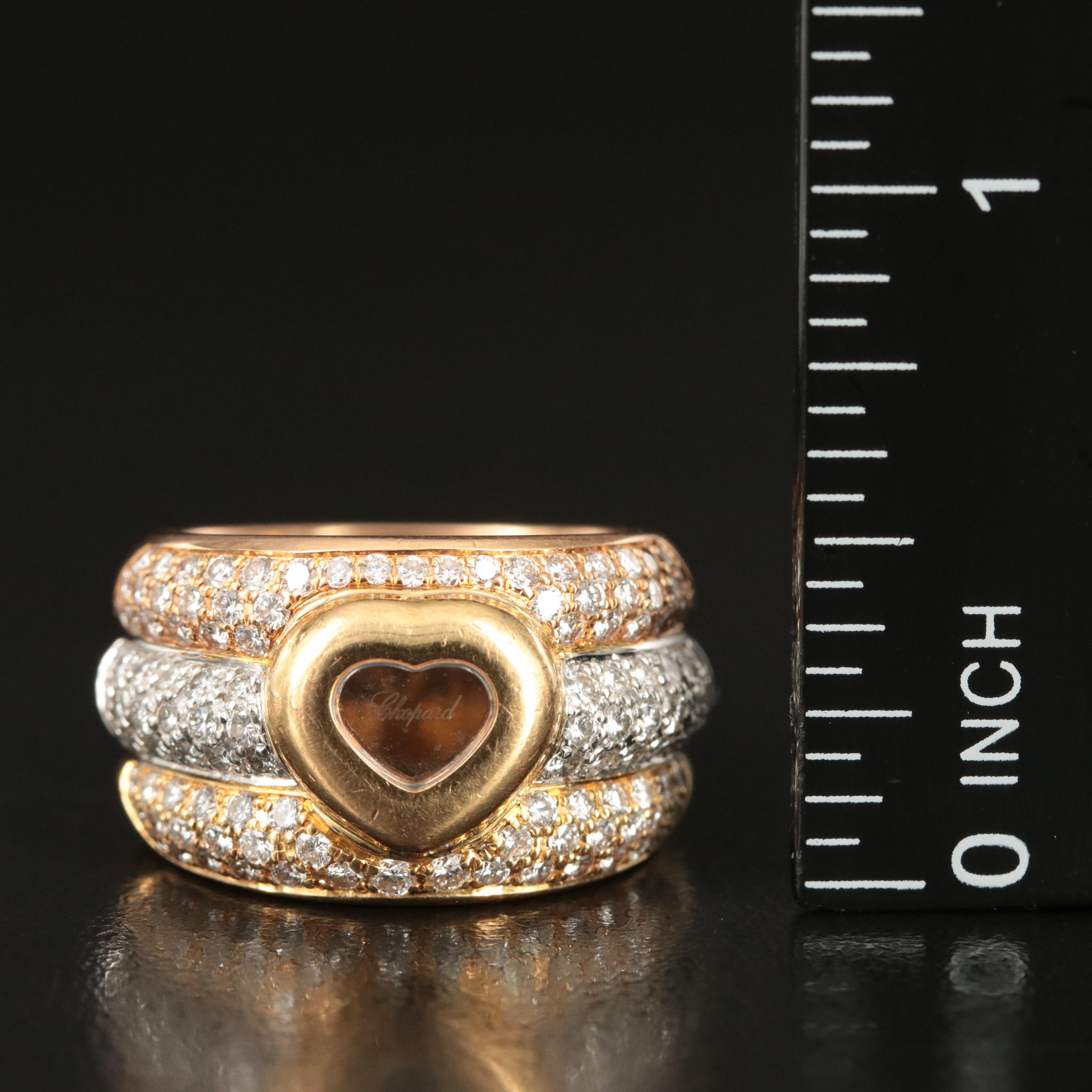 Chopard 18K 1.36 CTW Diamond Tri-Color Heart Cut Out Ring | EBTH
