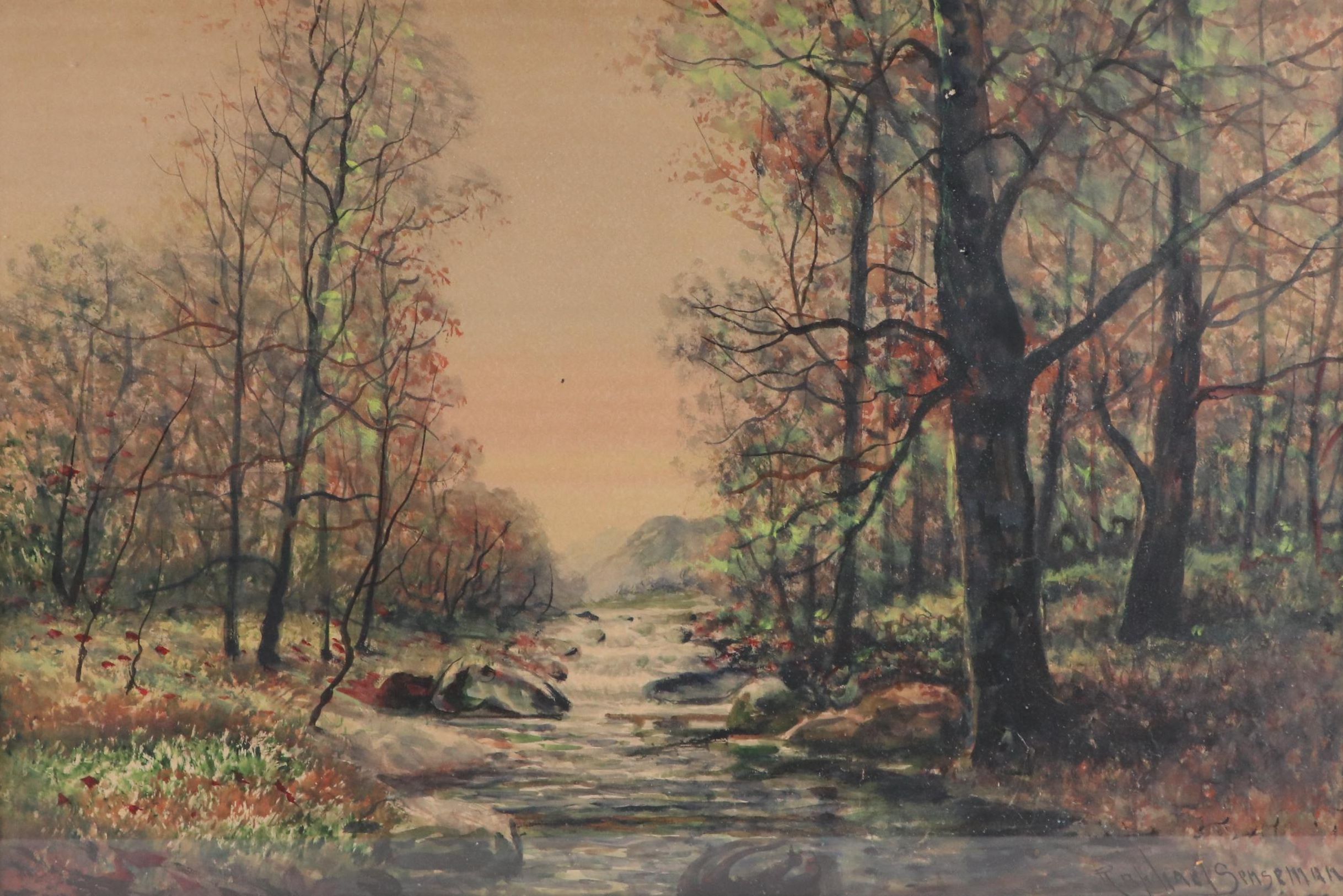 Raphael Senseman Wooded Landscape Watercolor Painting | EBTH