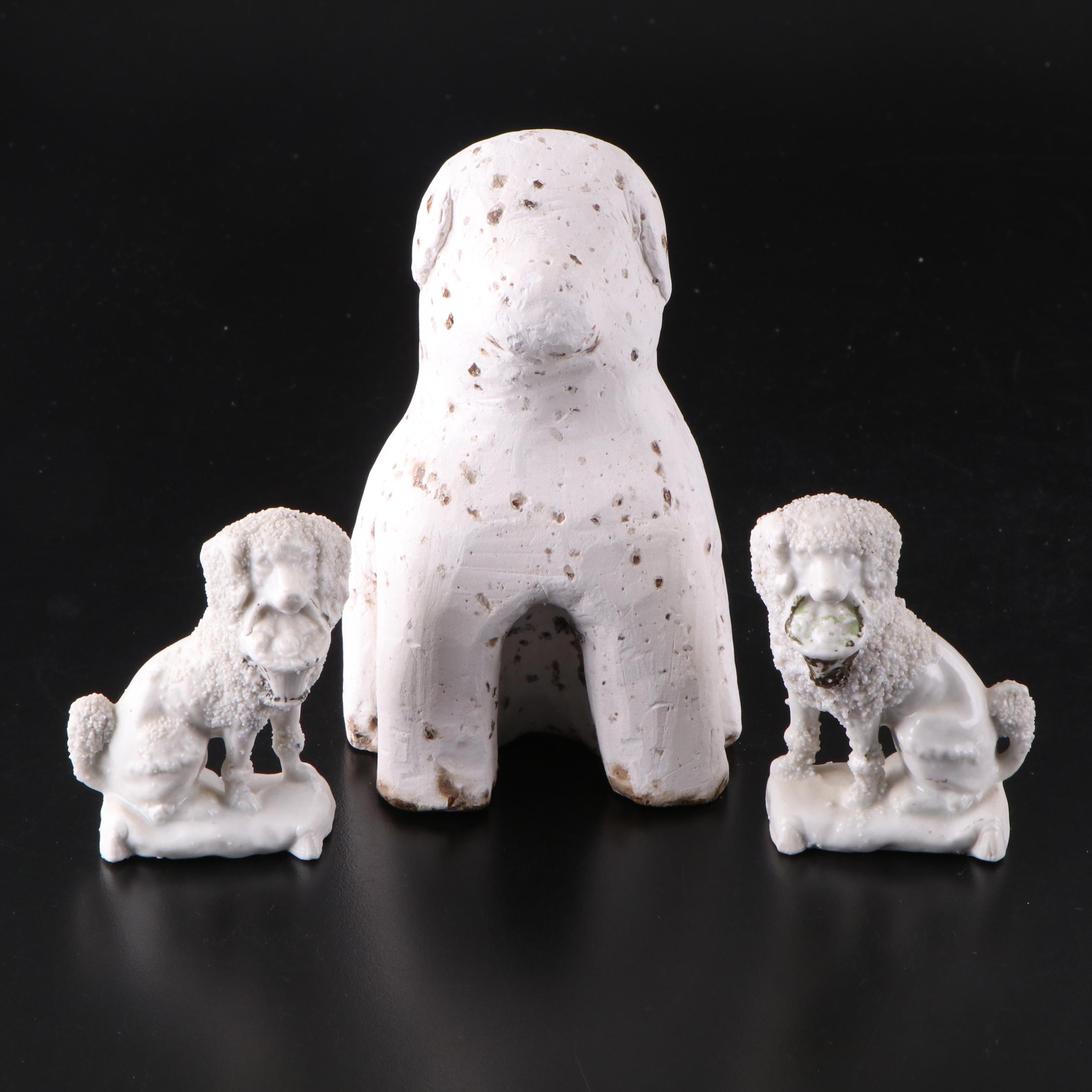 Porcelain Poodle Figurines with Ceramic Sitting Dog Figurine | EBTH