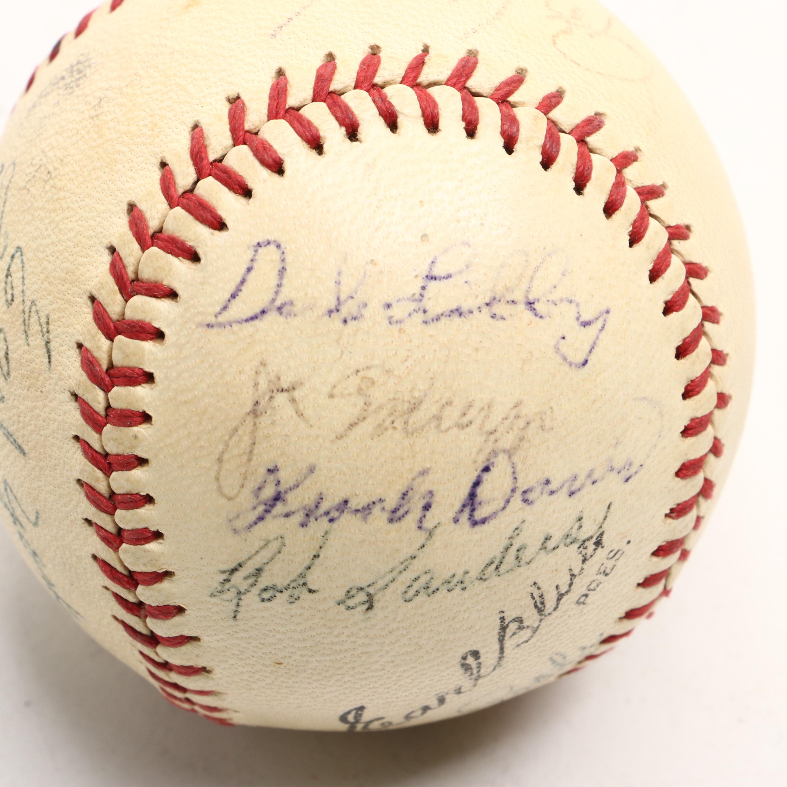 1949 Columbia Reds Team-Signed Baseball Featuring Roy McMillan with ...