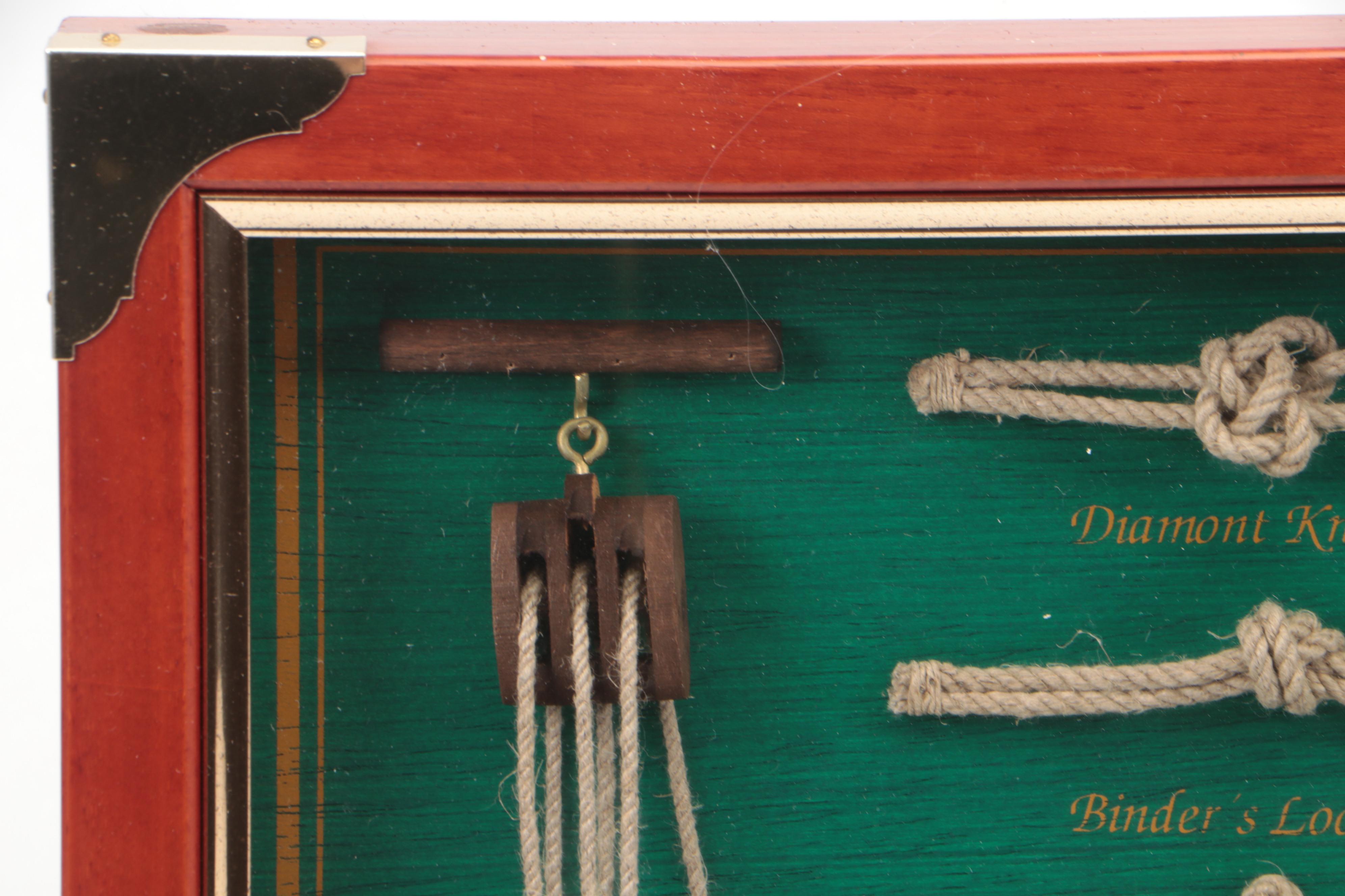 Sailors Knot Board in Brass Mounted Mahogany Shadowbox Display Frame | EBTH