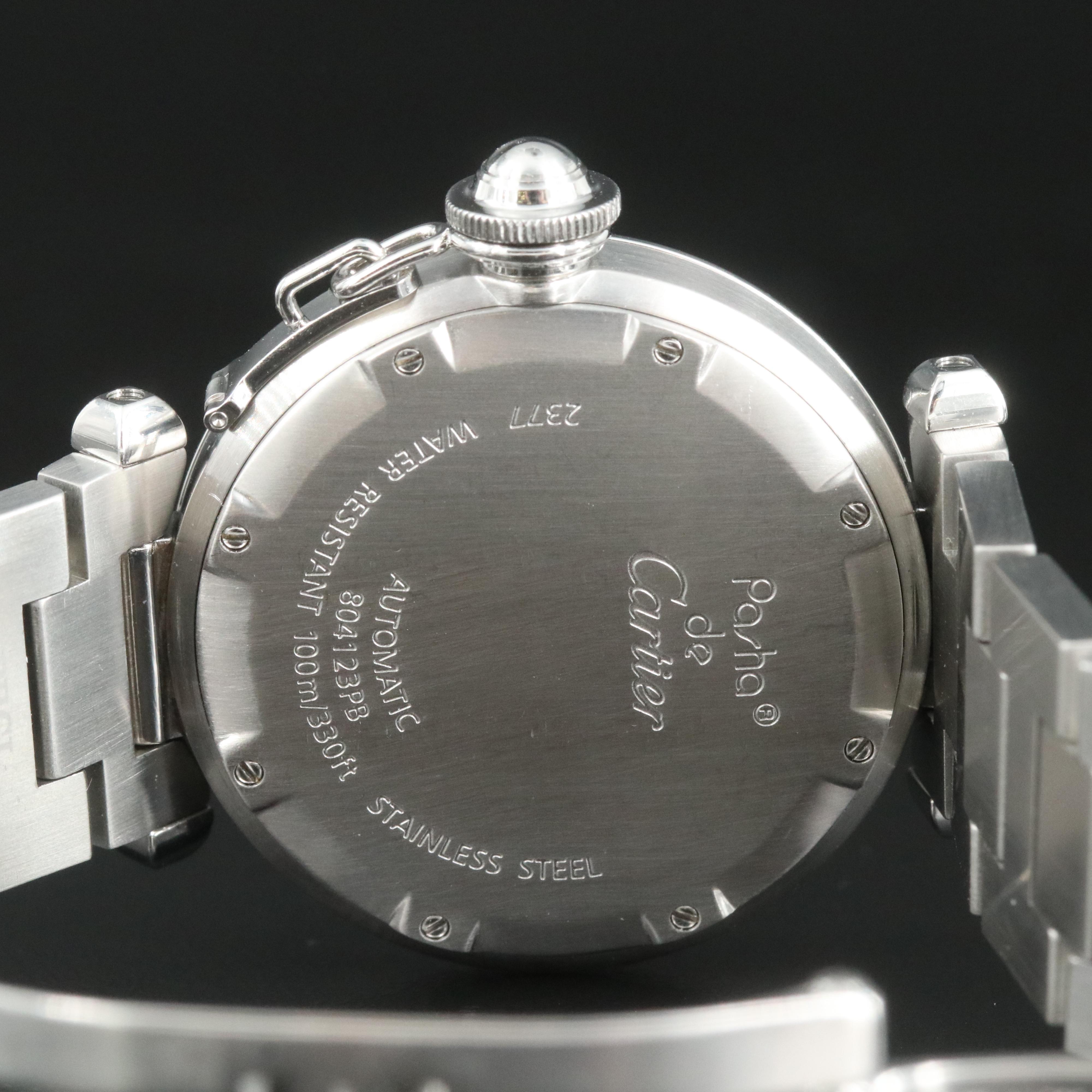 Cartier Pasha C GMT Silver 35MM 2377 Steel Automatic Watch | EBTH