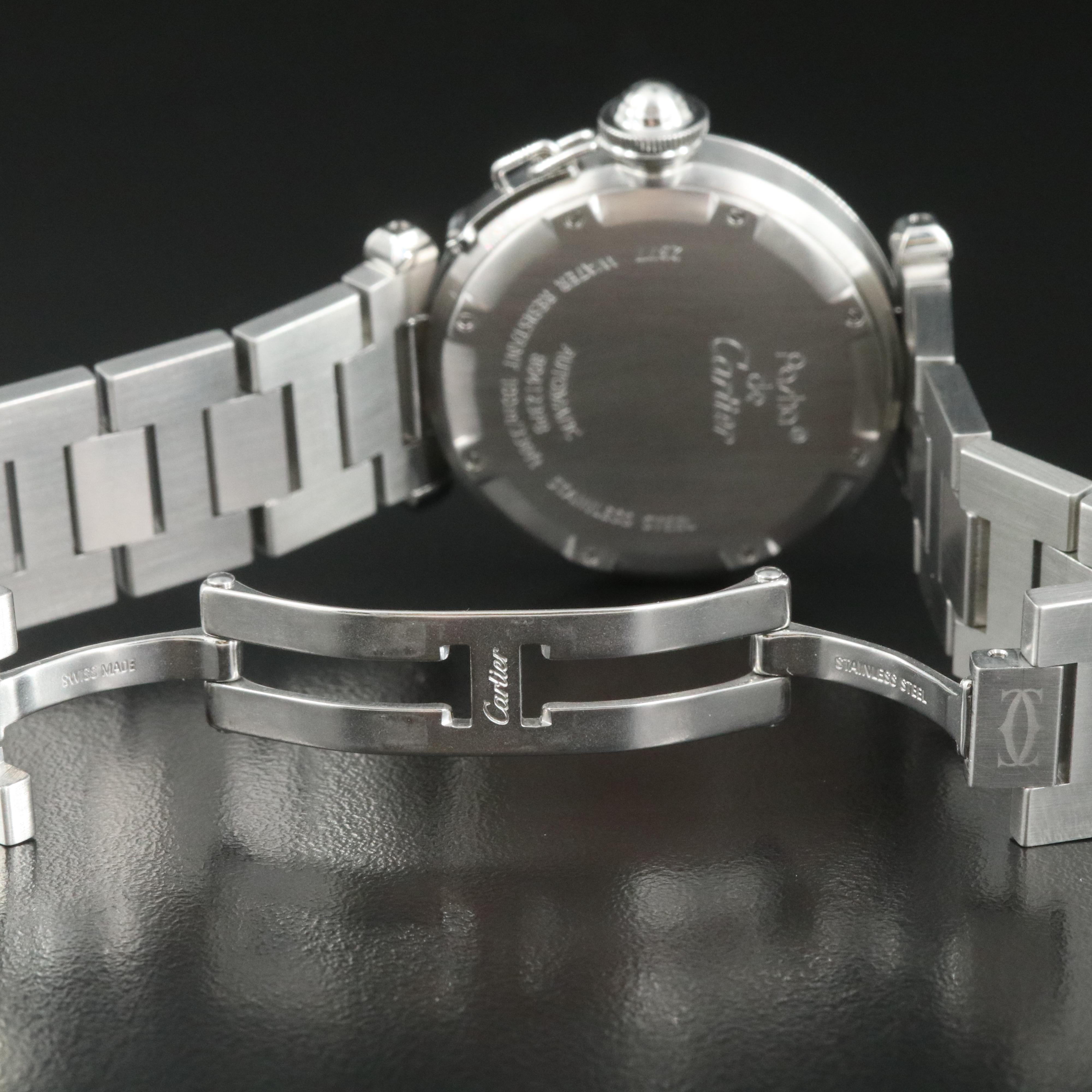 Cartier Pasha C GMT Silver 35MM 2377 Steel Automatic Watch | EBTH