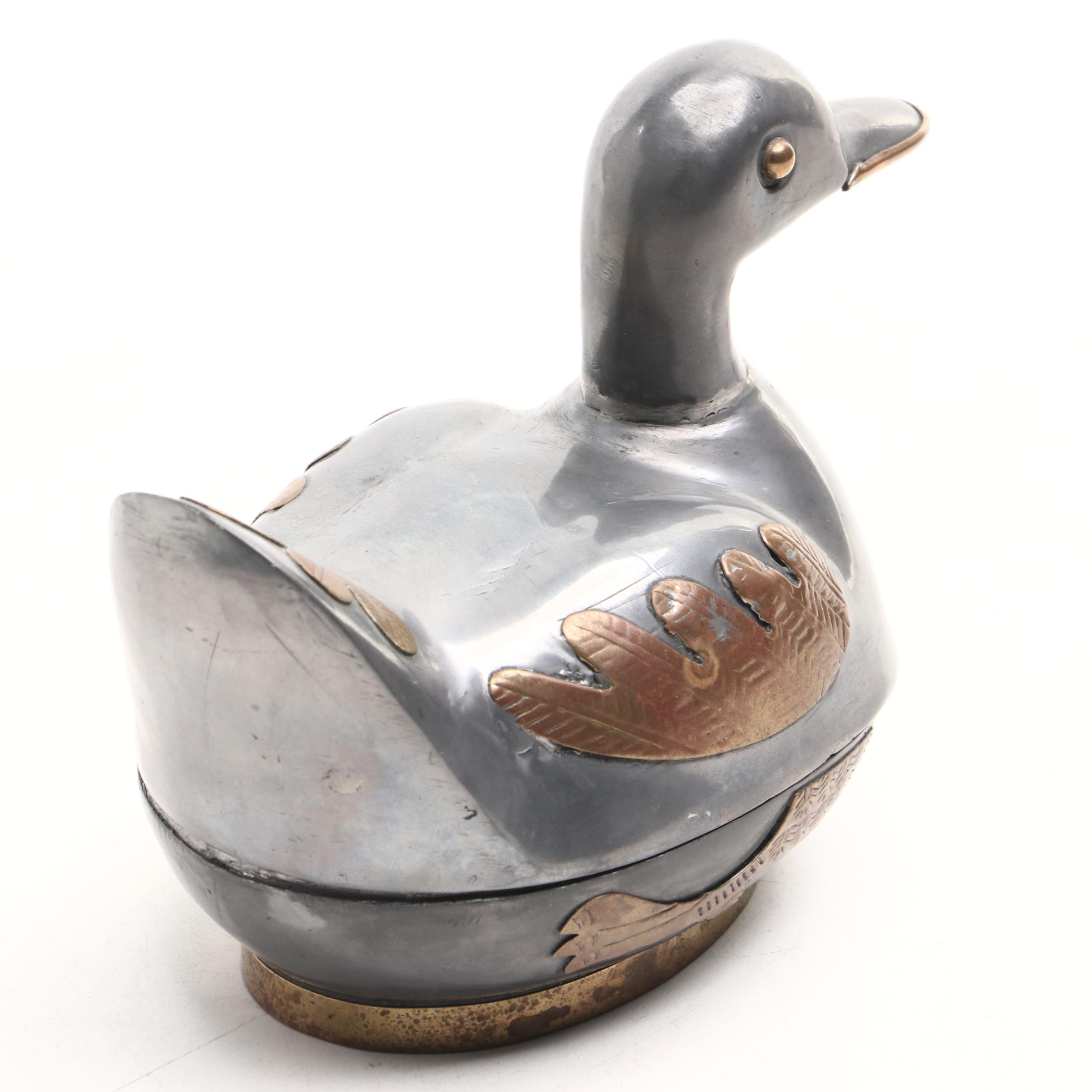 Chinese Pewter and Brass Duck-Form Boxes | EBTH