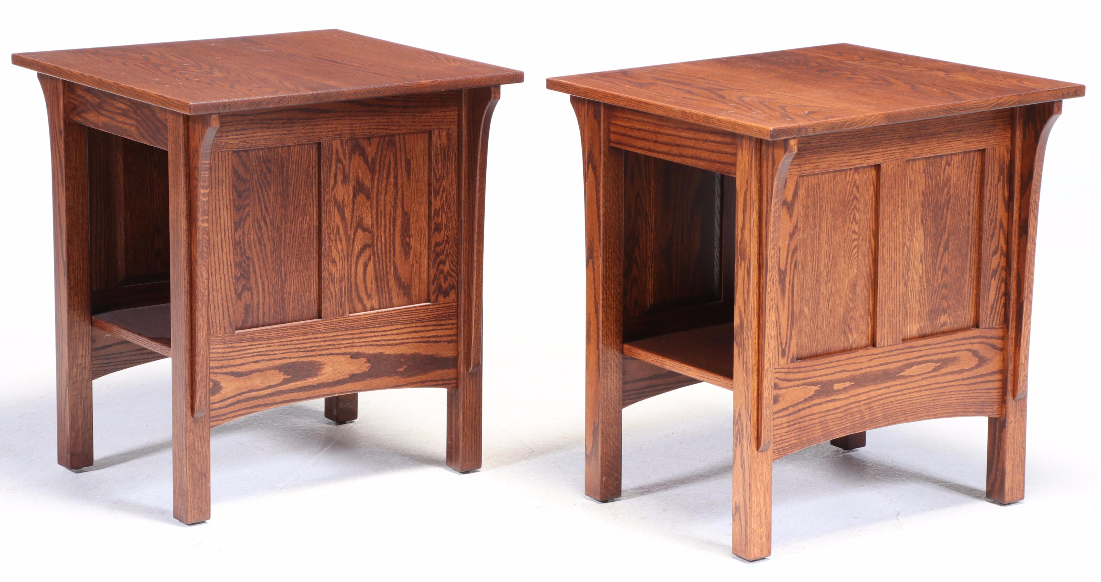 Quality Fabrications Arts and Crafts Style Oak Coffee Table & Two Side ...