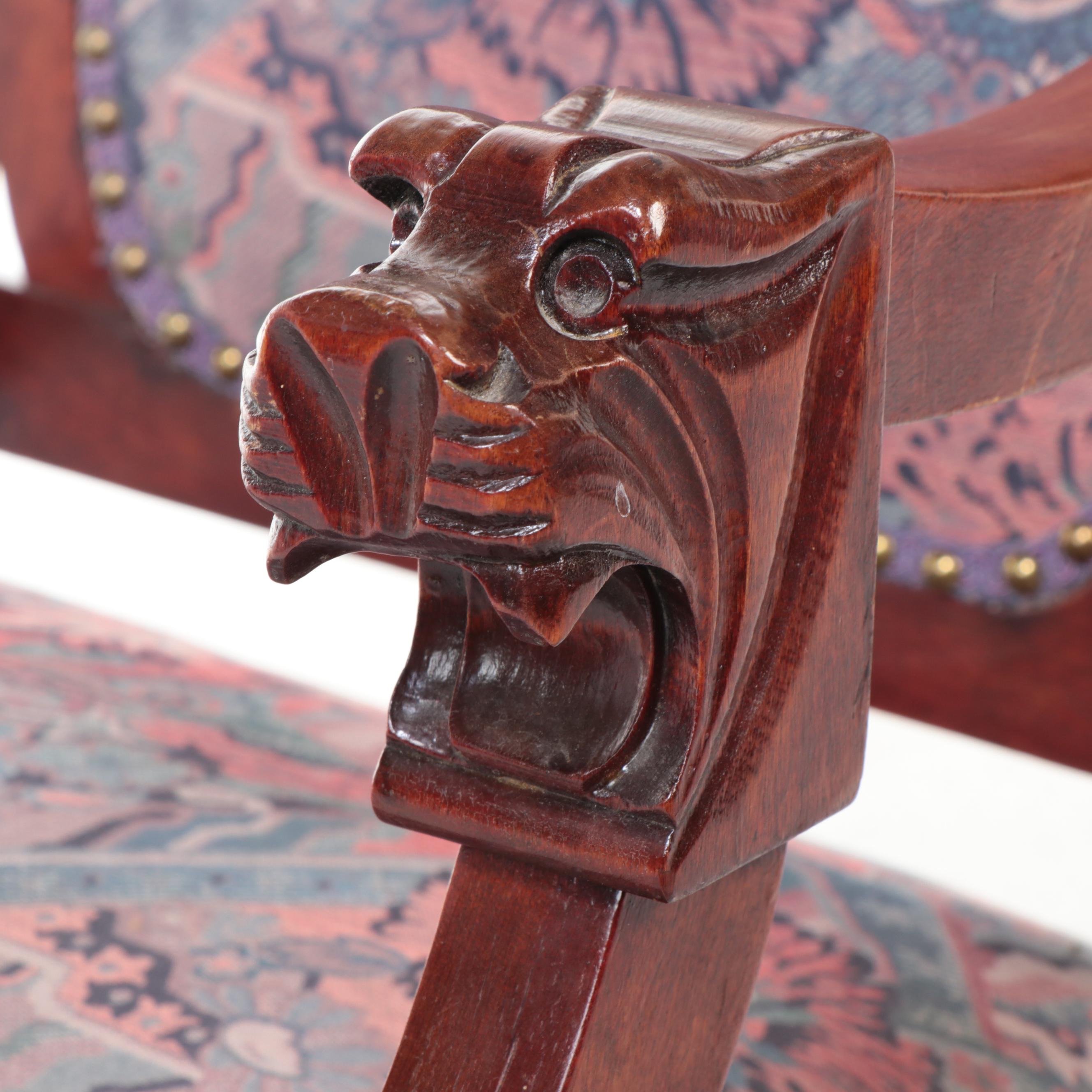 Three-Piece Late Victorian Birch Parlor Suite w/ Lion's Mask Handholds ...