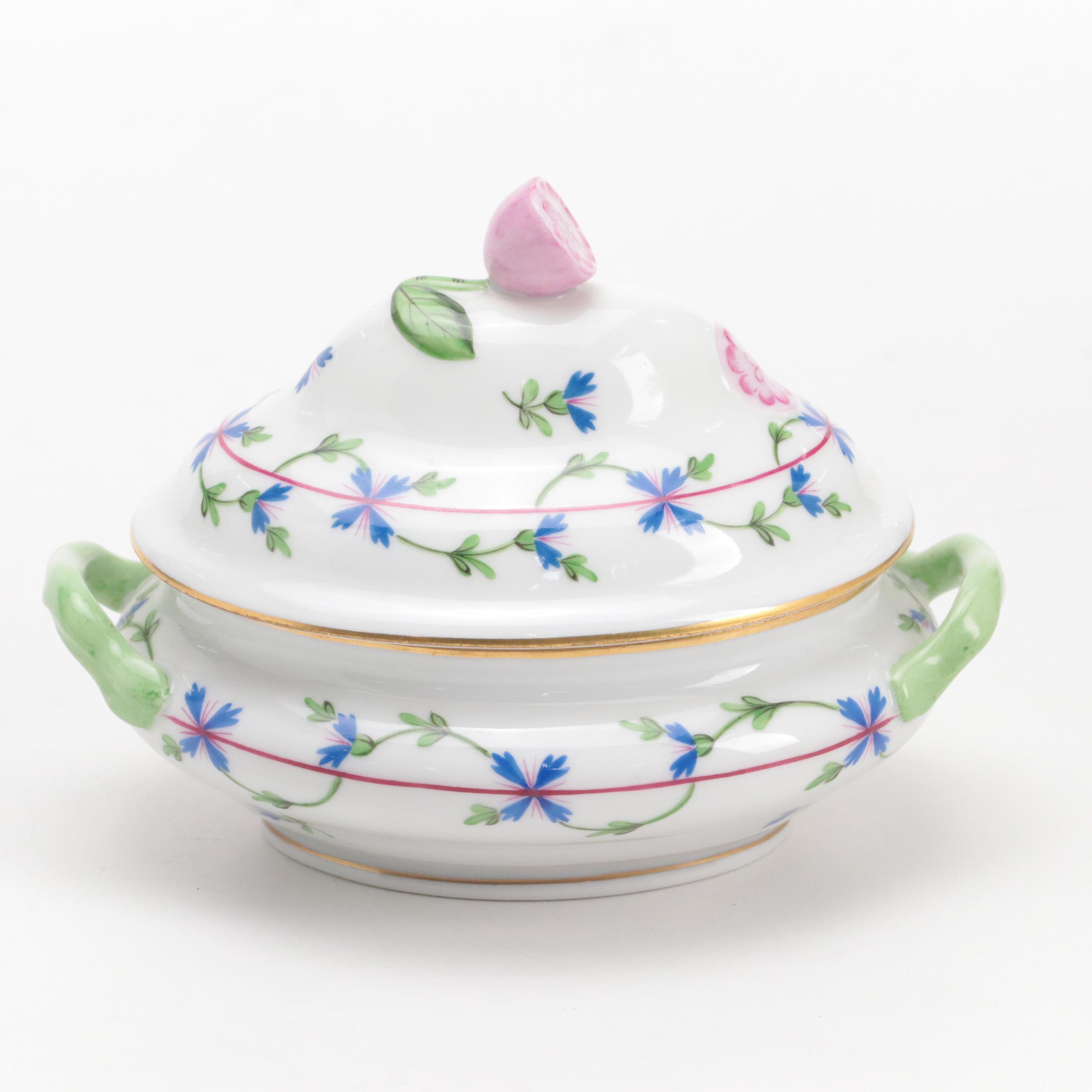 Herend "Blue Garland" Porcelain Mini Tureen, Lid and Under Plate ...