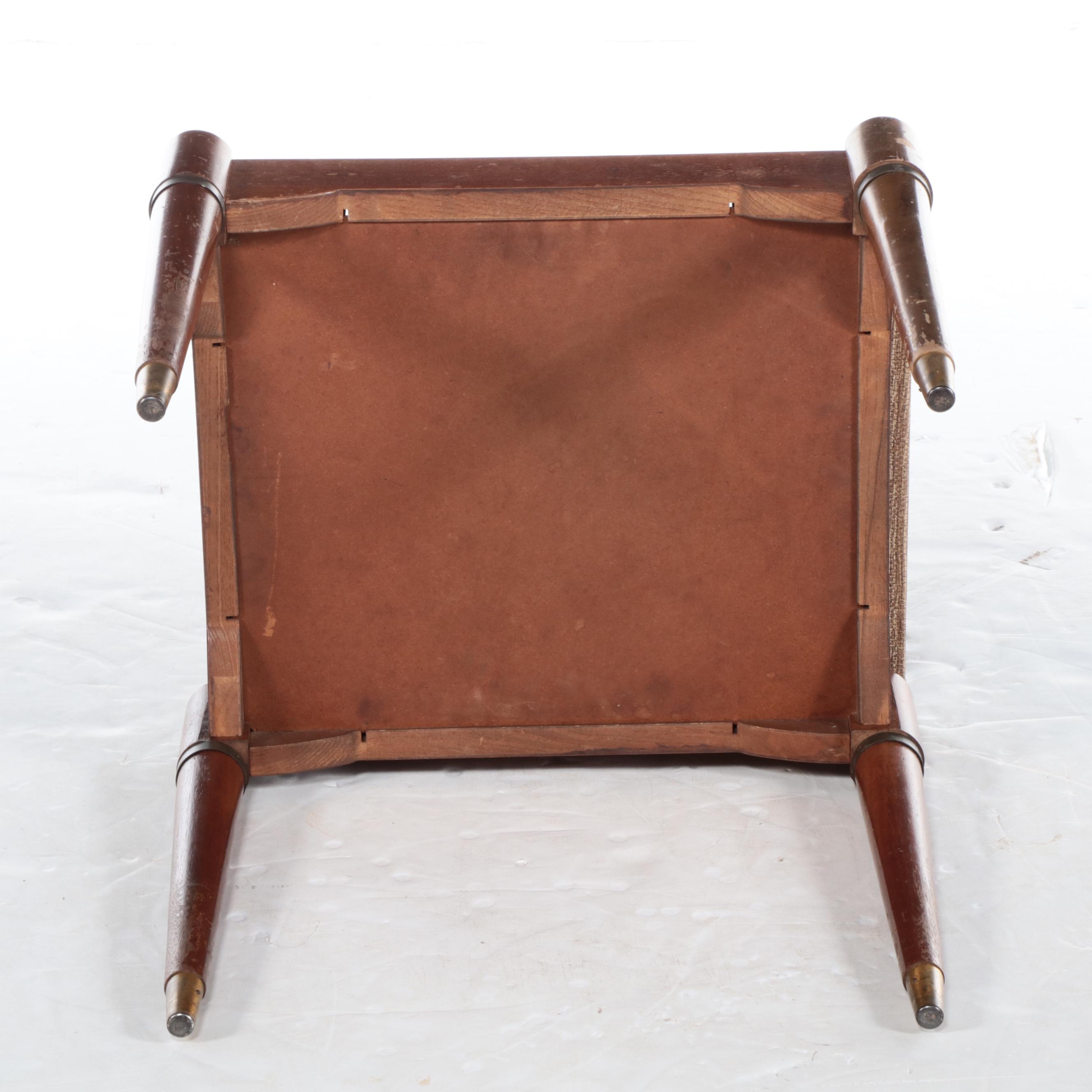 Mid Century Modern Walnut and Vinyl Stool | Everything But The House