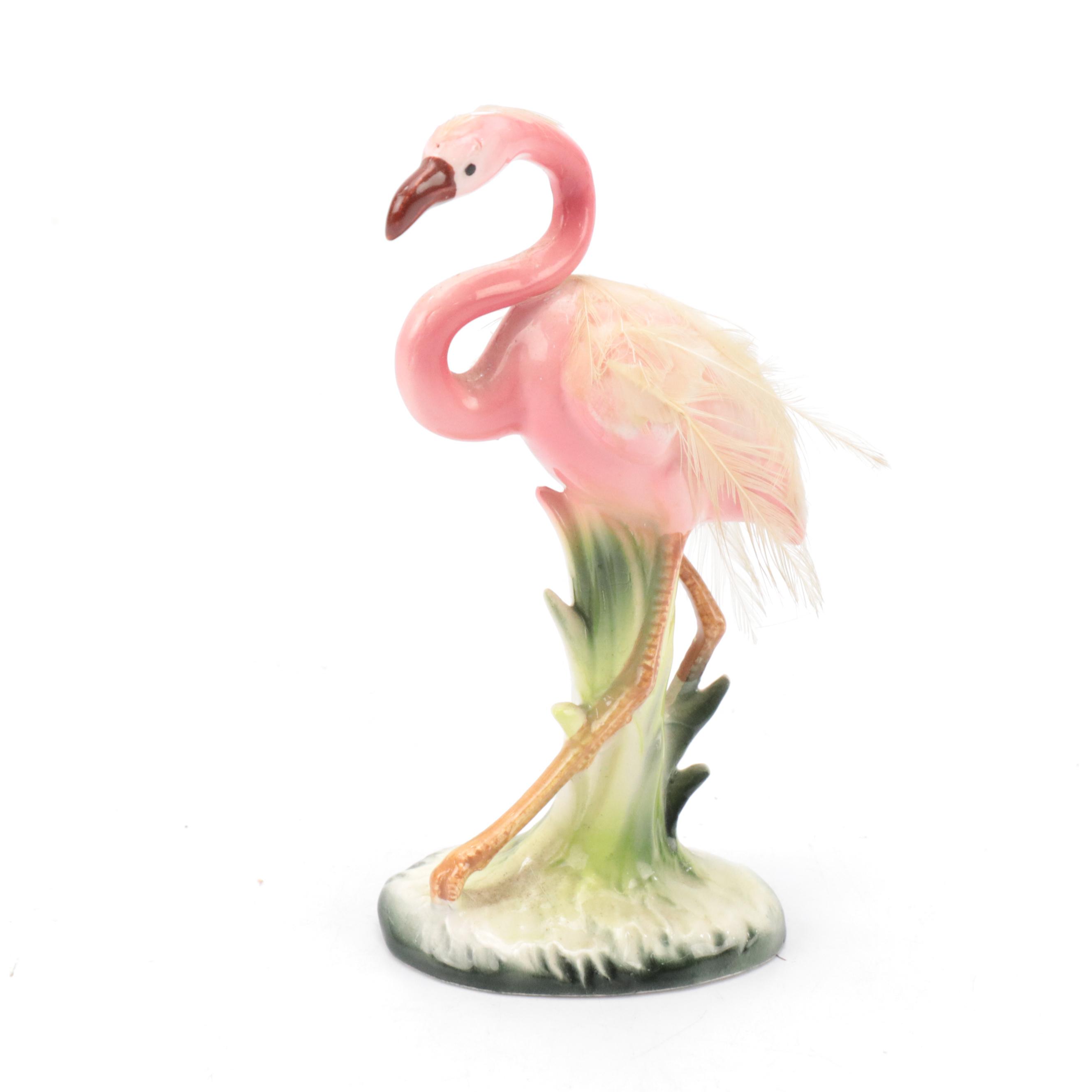 Ceramic Flamingo Figurines with Salt and Pepper Shakers, Mid-20th ...