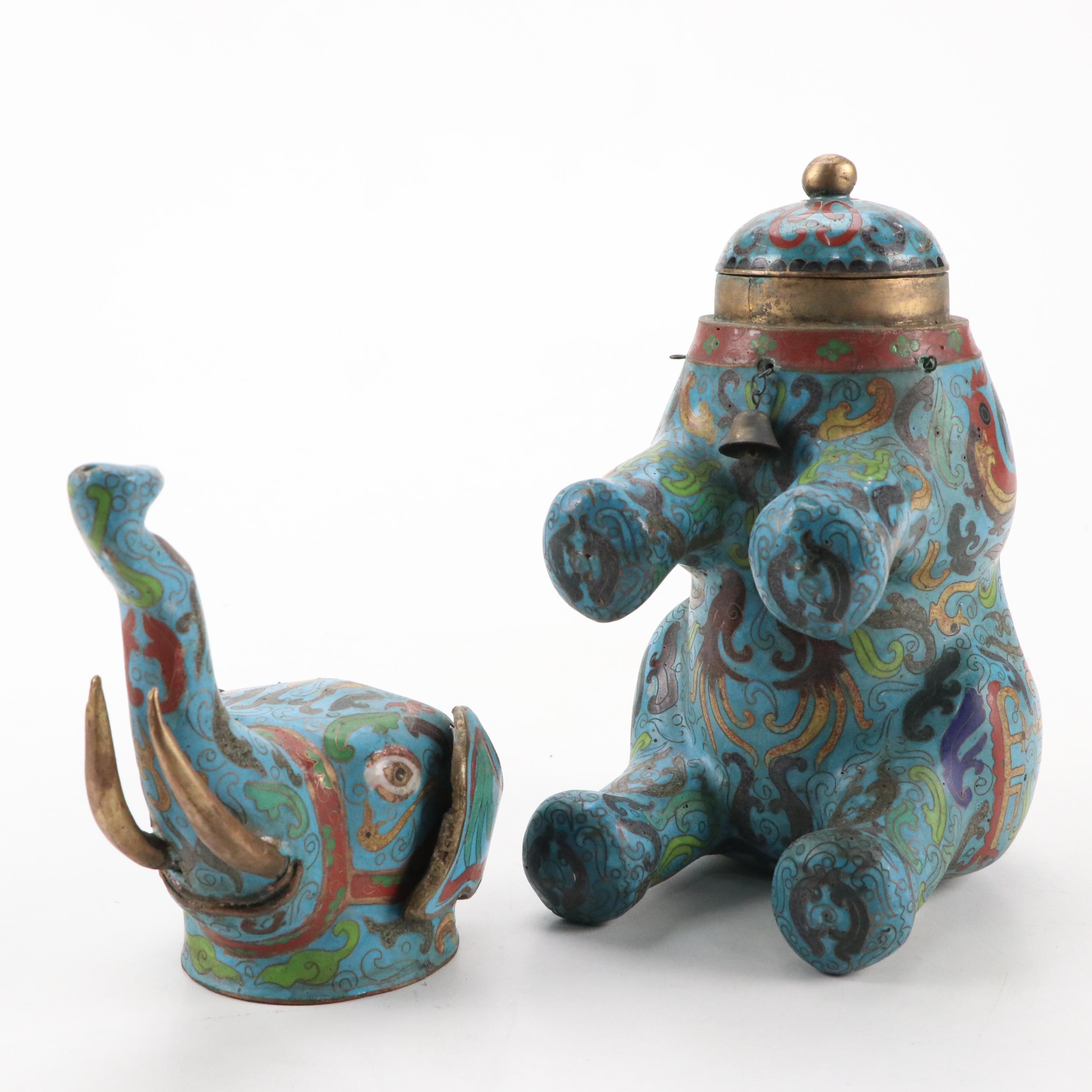 Chinese Cloisonné Figural Elephant Ginger Jar | EBTH