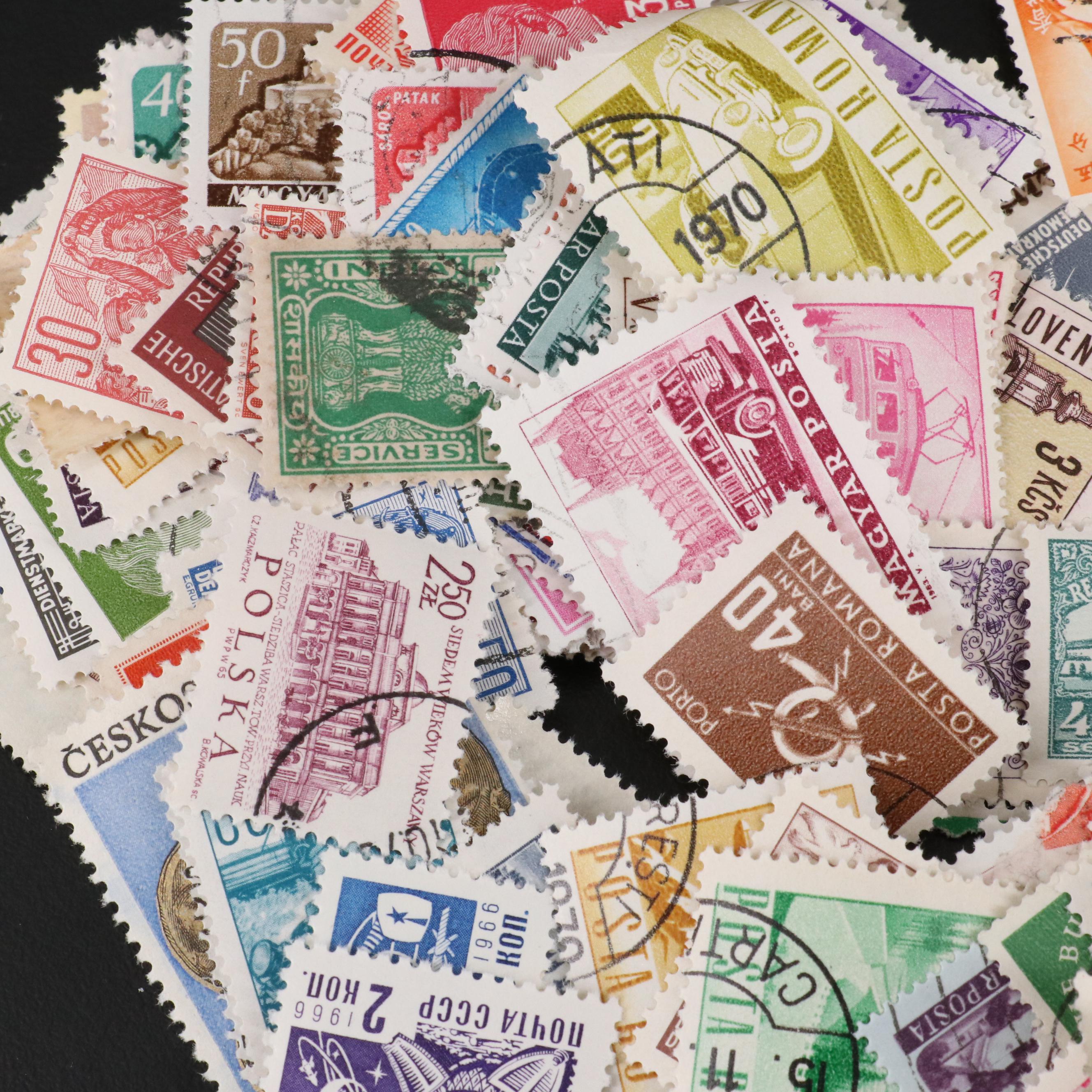 Group of Postal Covers, Postcards, and U.S. and World Postage Stamps ...