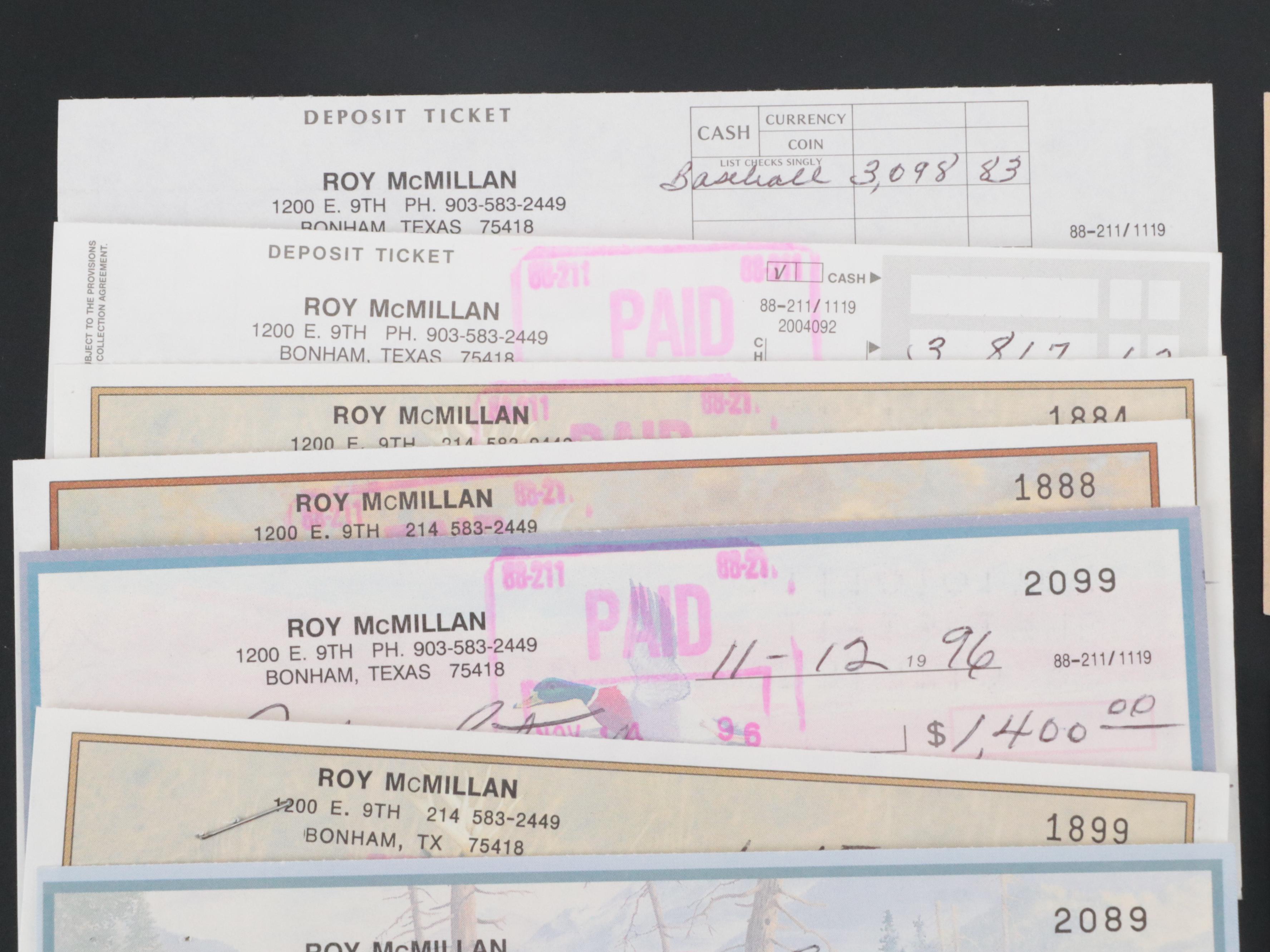 Roy McMillan Signed Personal Checks, Late 20th Century | Everything But ...