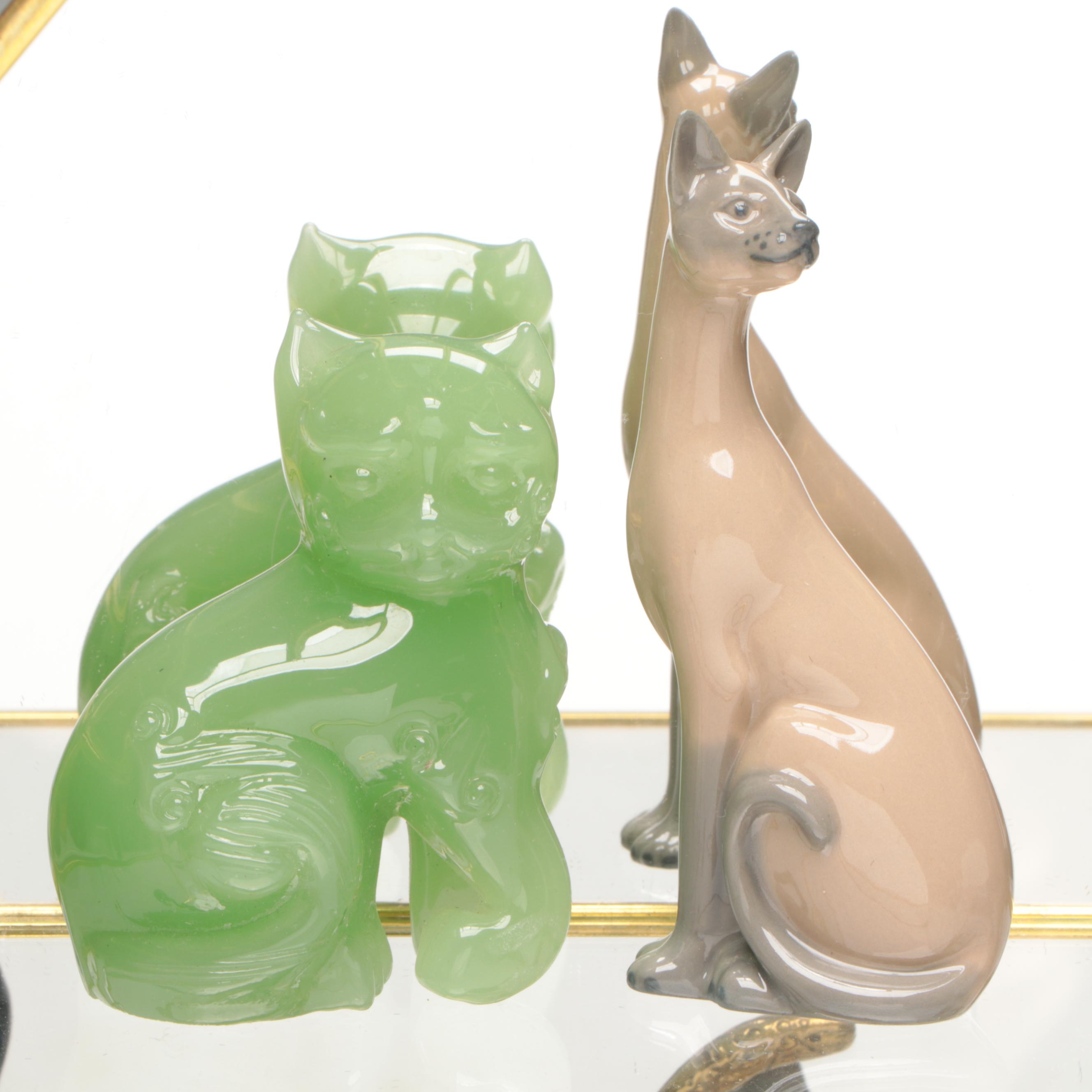 The Franklin Mint "Curio Cabinet Cats" Figurine Collection with Display ...