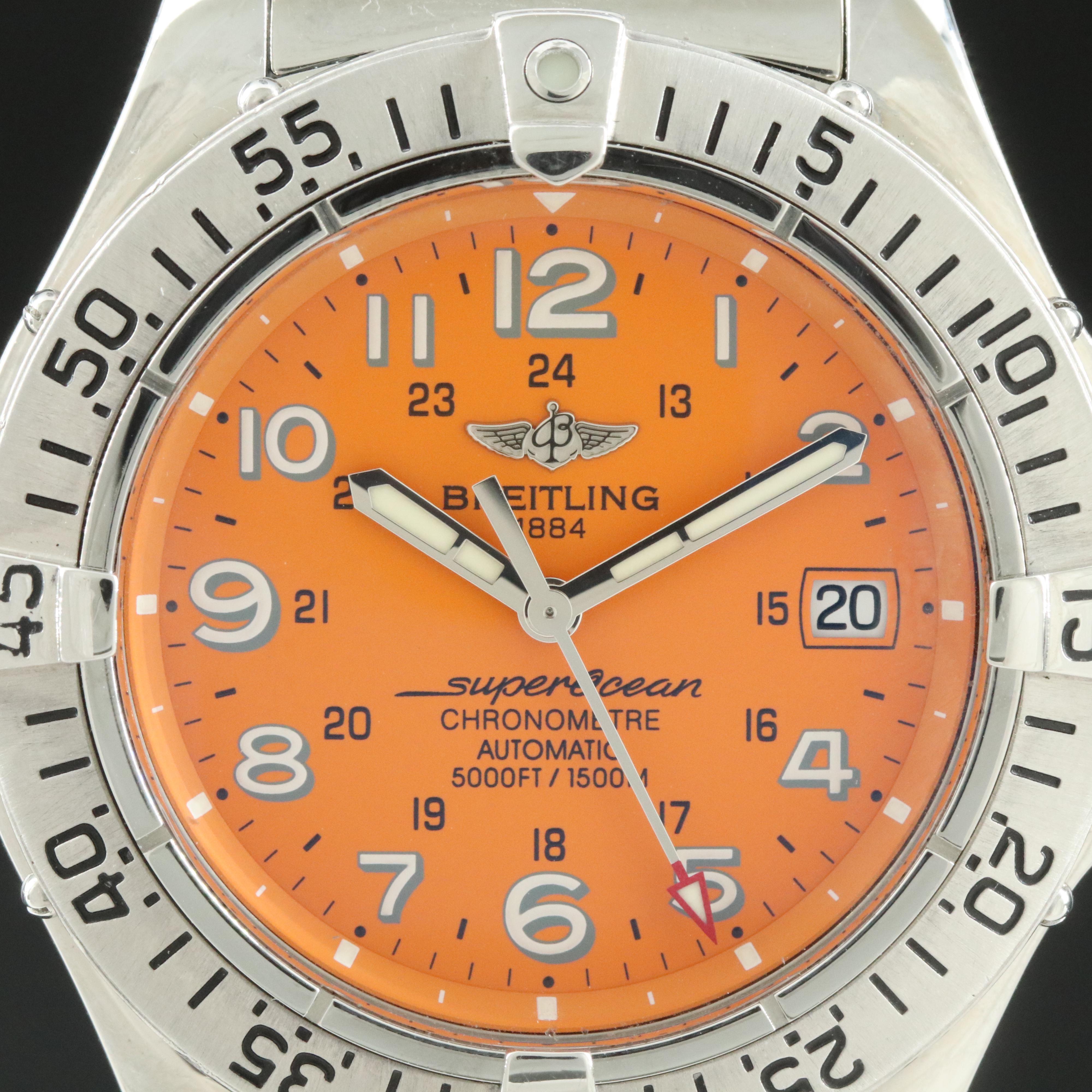 Breitling Superocean 42 Orange 5000ft Steel Automatic Wristwatch ...