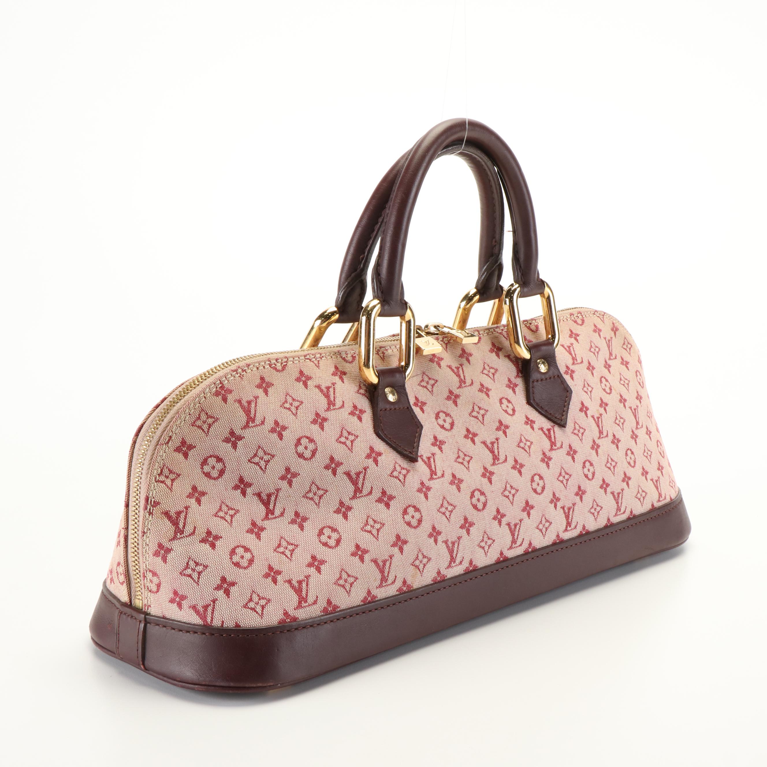 Louis Vuitton Mini Lin Alma Horizontal Satchel in Monogram Pink Canvas ...