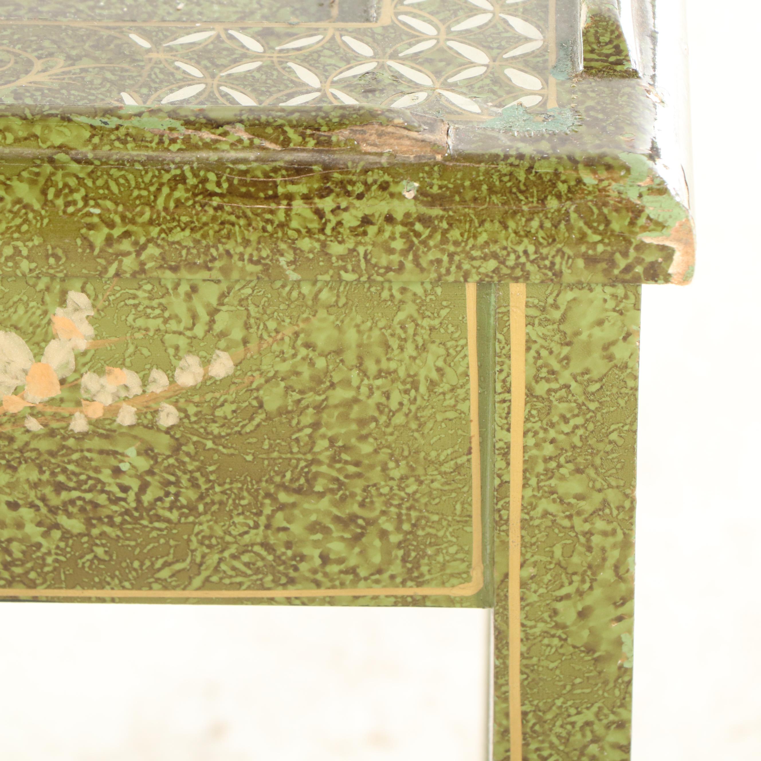 Chinese Style Paint Decorated Wooden Side Table | EBTH