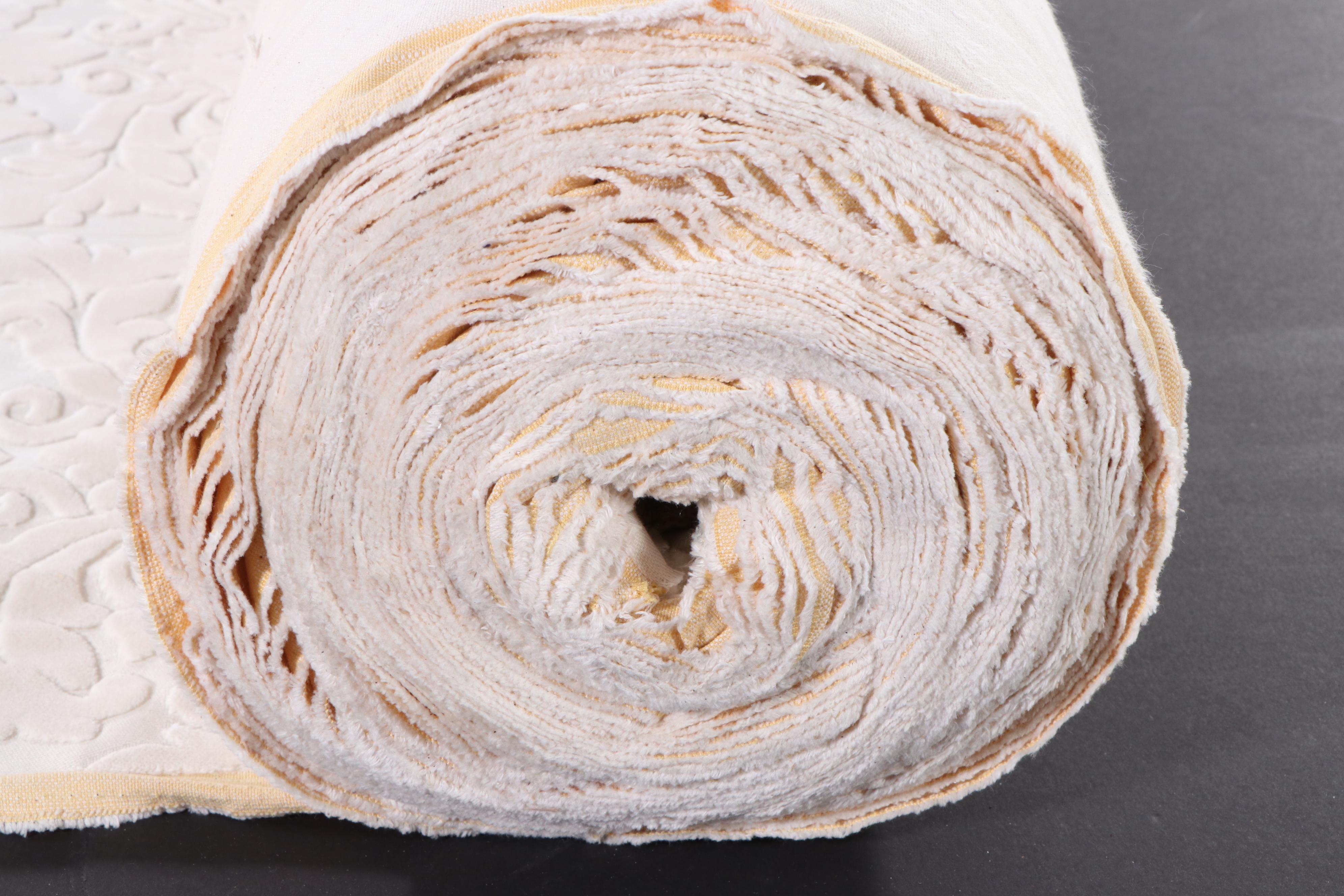 White Brocade Chenille Fabric Partial Bolt | EBTH