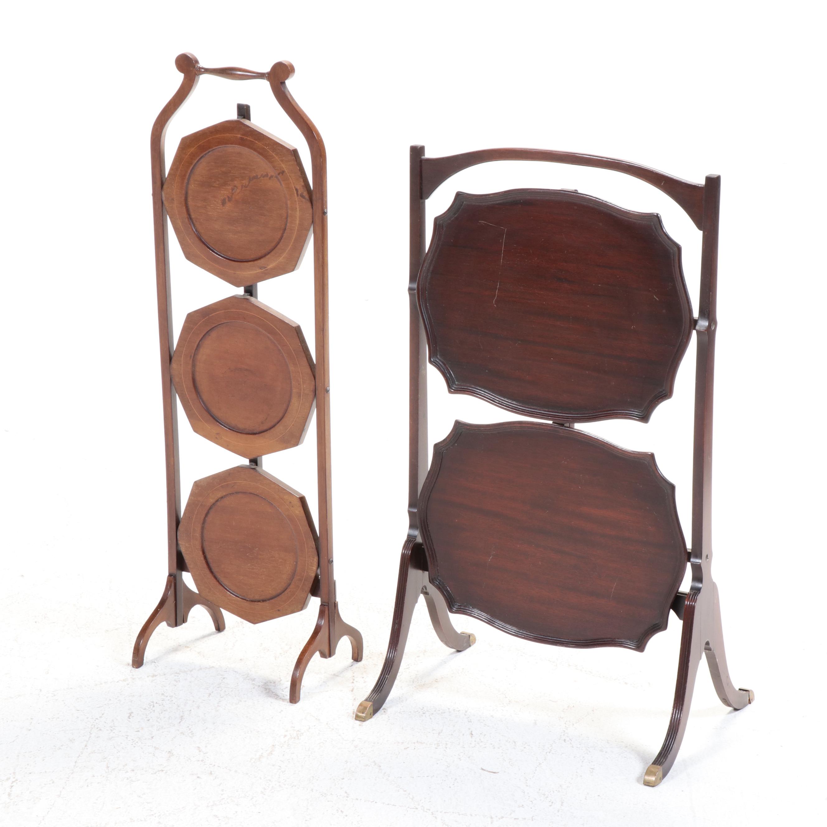 Federal Style Two- and Three-Tier Folding Serving Tables, Mid-20th ...