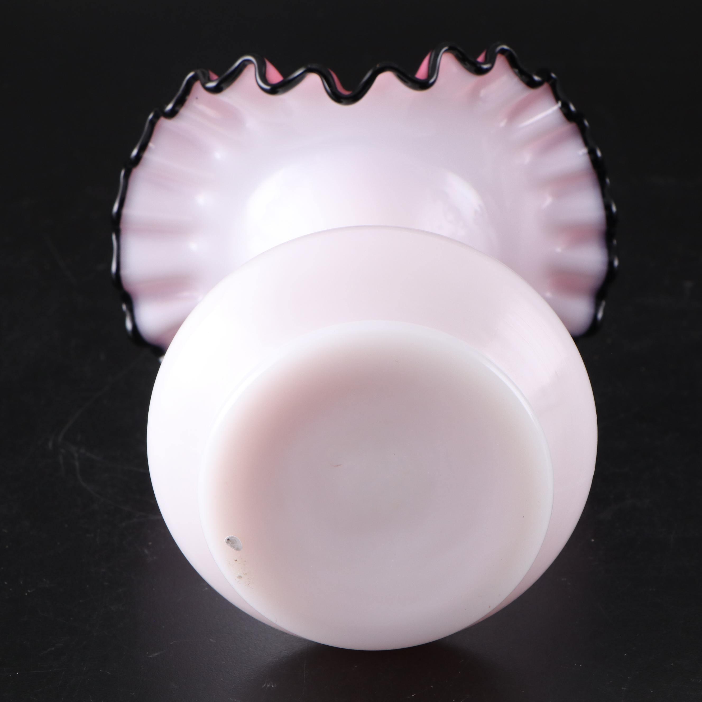 Fenton "Black Rose" Crest Crimped Tulip Vase, Baskets, and Bowl, 1953 ...