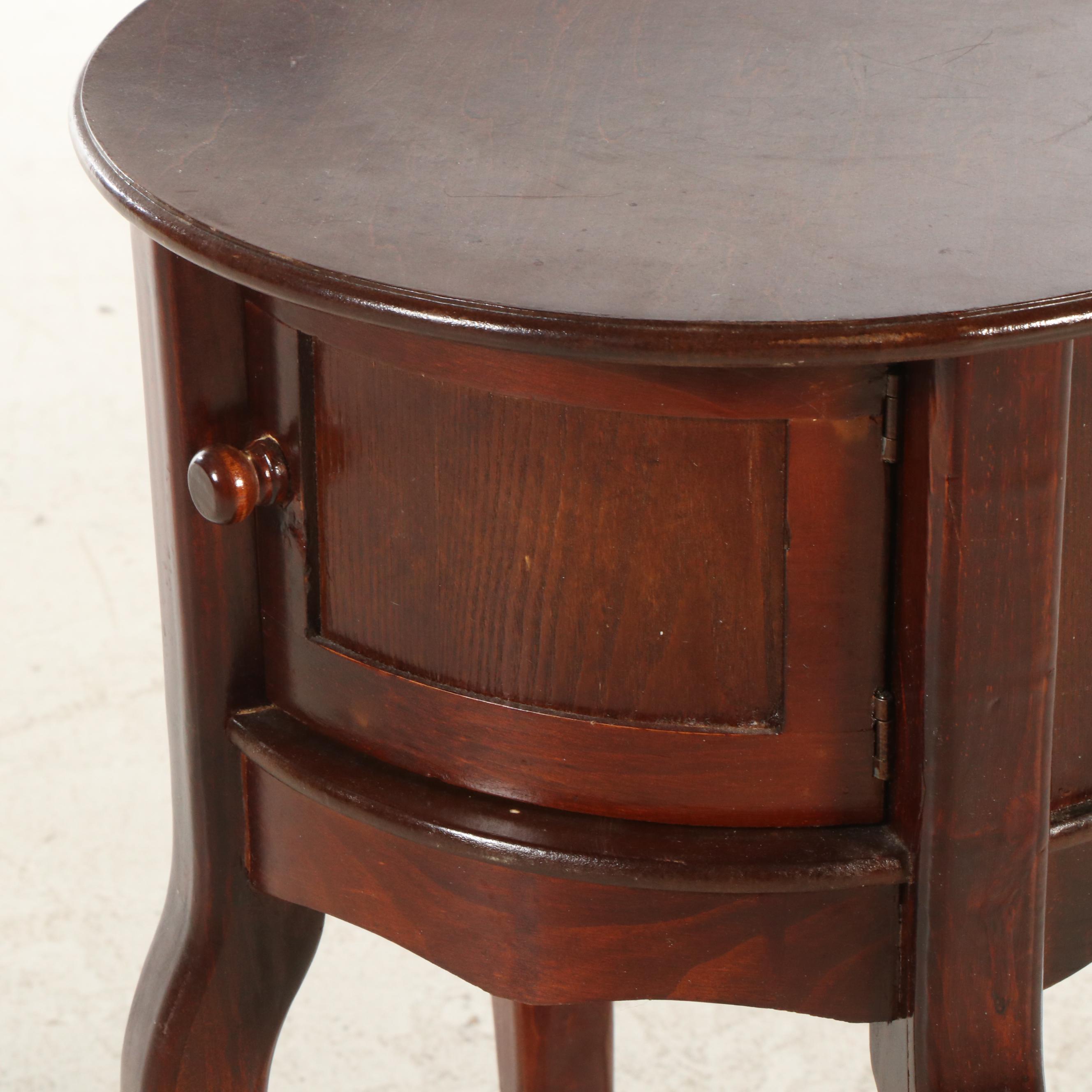 Queen Anne Style Walnut Stained Pine Barrel-Shaped Side Table ...