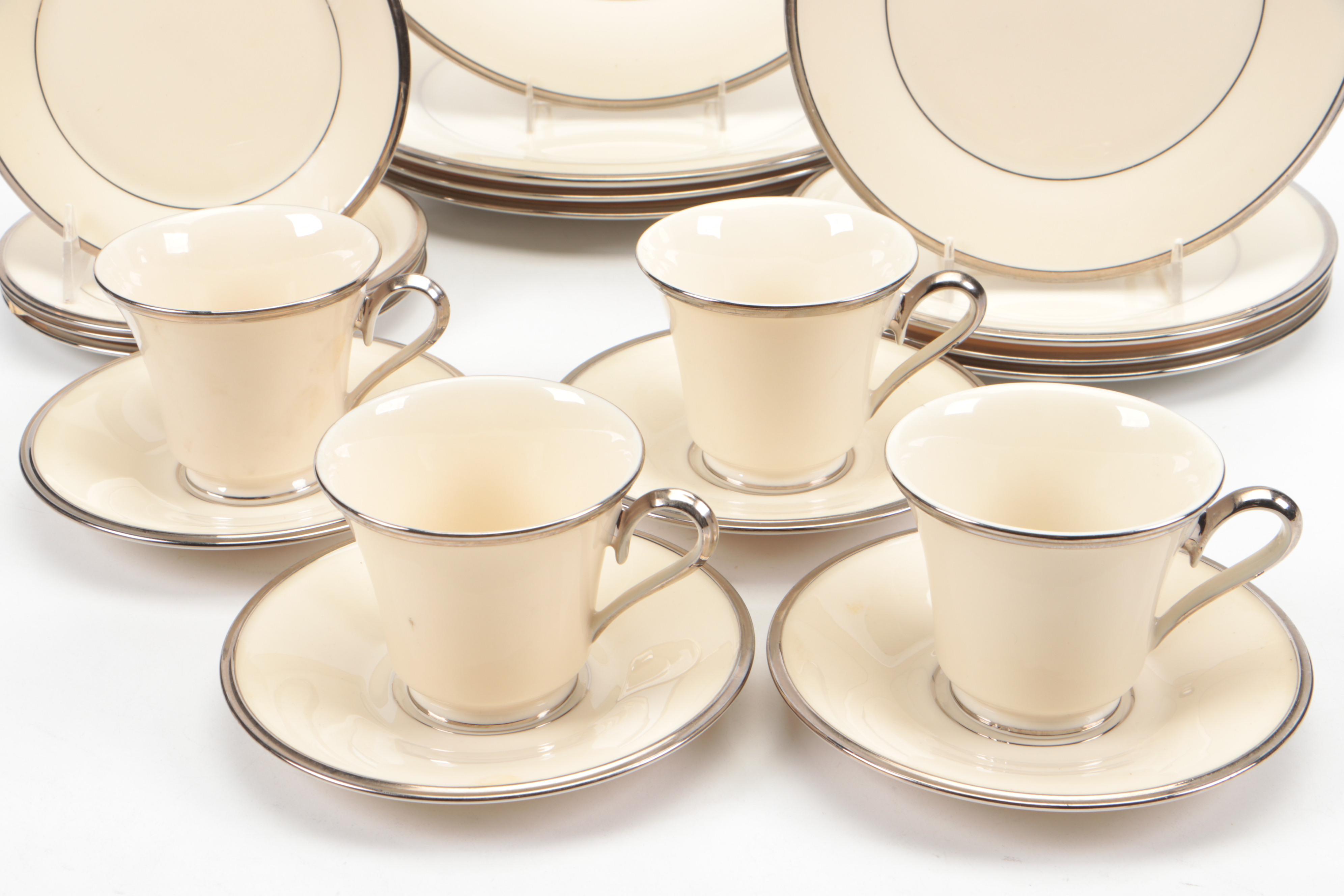 Lenox "Solitaire" Platinum Rim Porcelain Dinnerware | EBTH