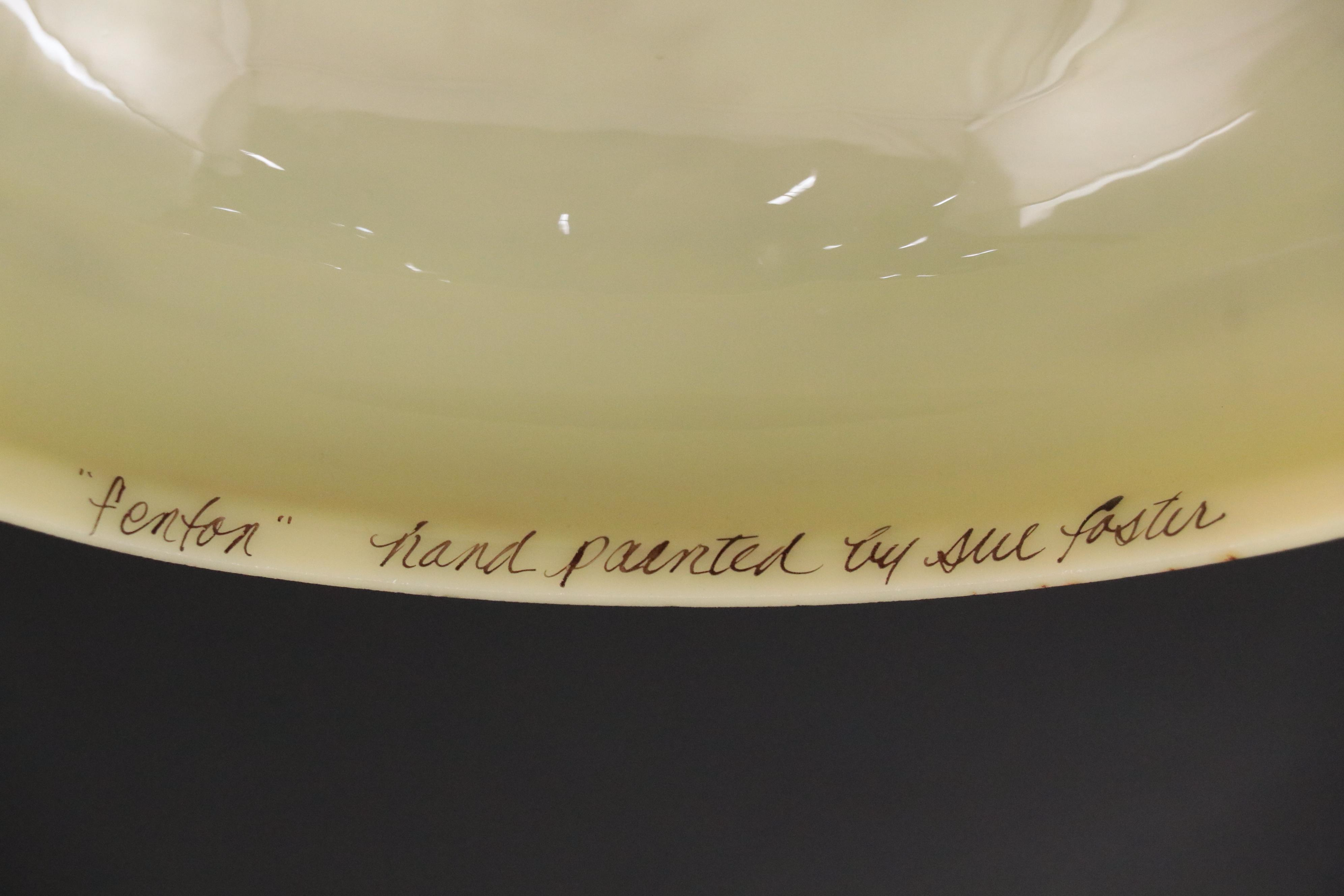 Fenton Burmese "Trees Scene" Hand-Painted Student Lamps, 1990s | EBTH