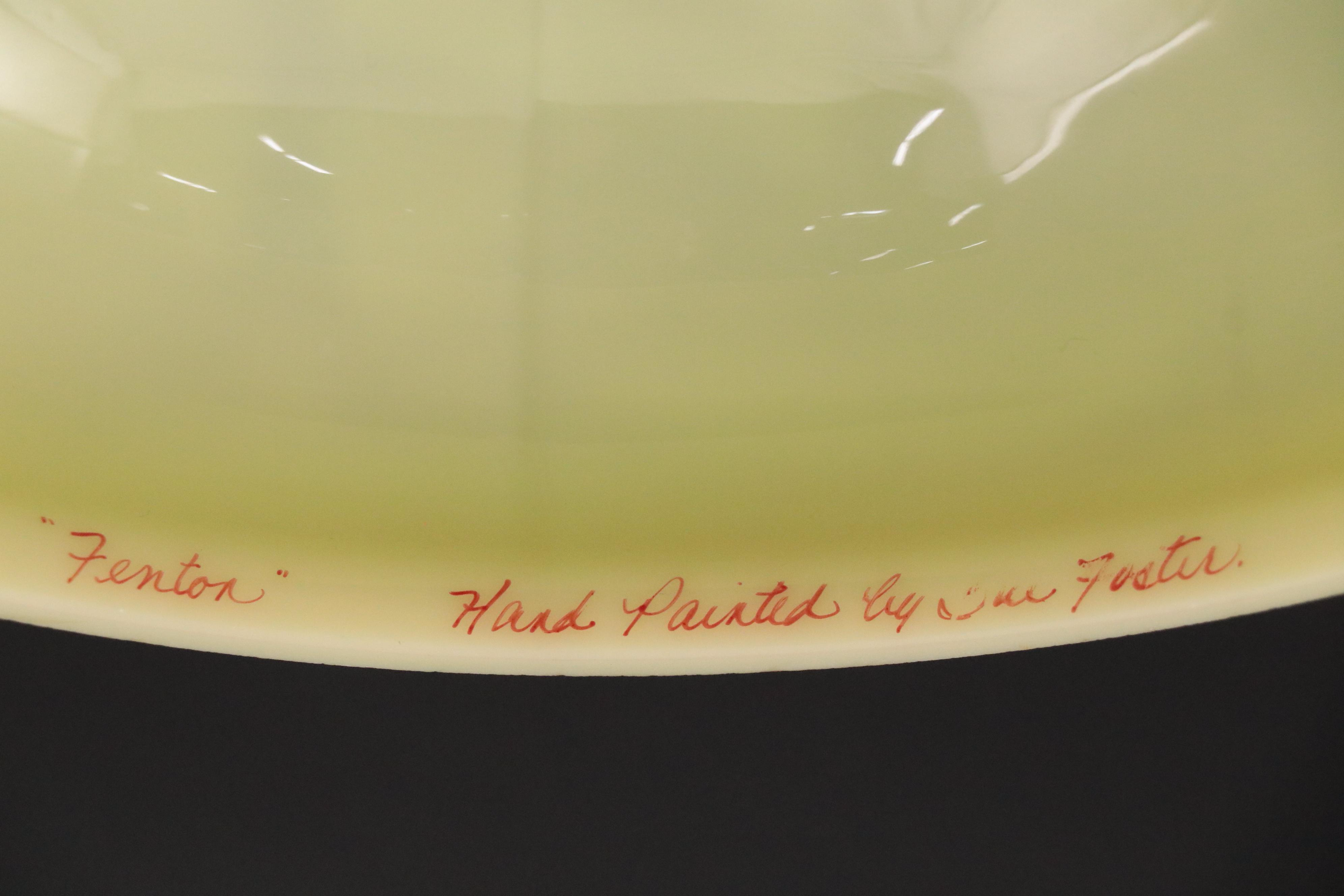 Fenton Burmese "Trees Scene" Hand-Painted Student Lamps, 1990s | EBTH